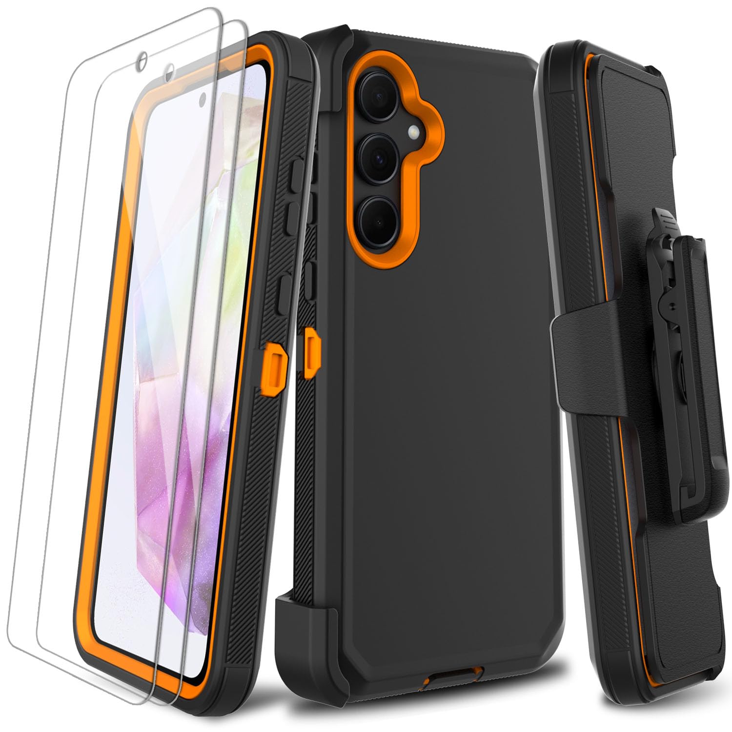 Amazon.com: lovpec for Samsung Galaxy A35 5G Case with Screen Protector, Belt Clip Holster ...