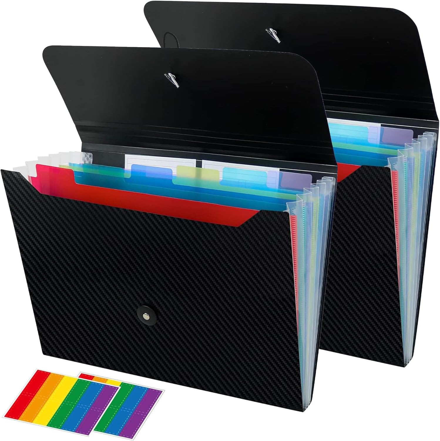 Amazon.com : JIMEIQI Accordion File Organizer, 2Pack 7 Pocket Colorful ...