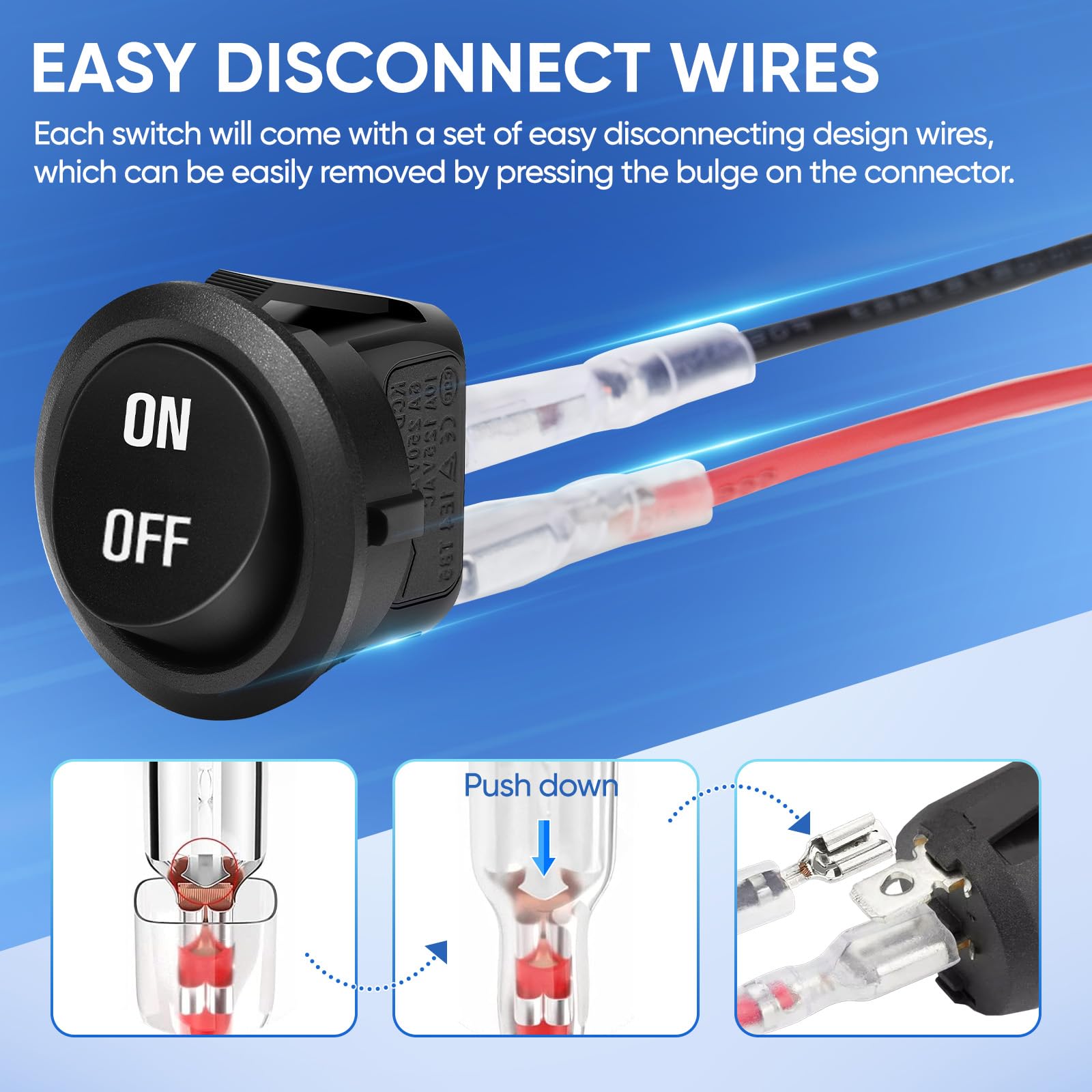 Snapklik.com : XINYIELE 12 Volt Round Rocker Switch,On Off Rocker DC ...