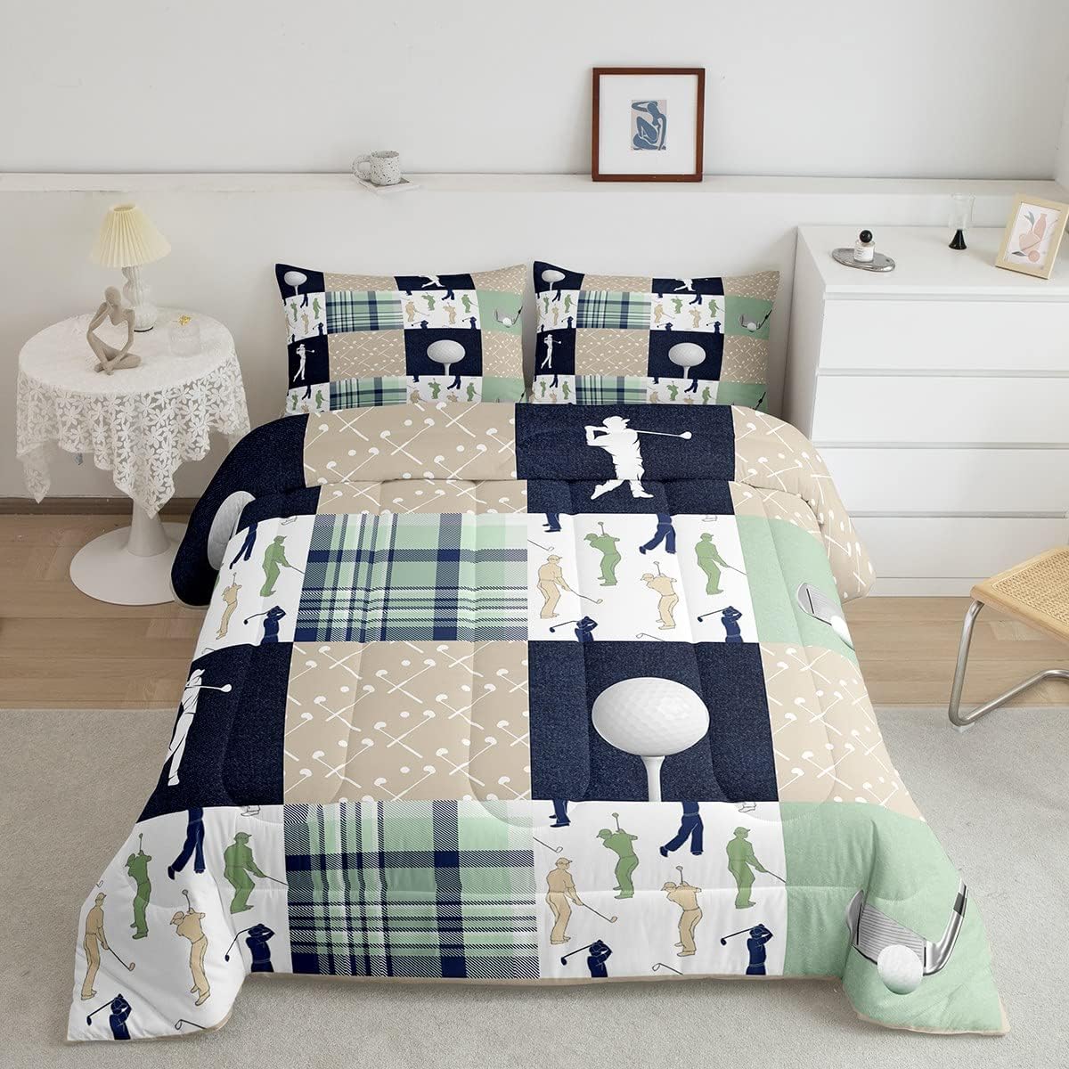 Amazon.com: Castle Fairy Golf Plaid Full Size Comforter Set,Ball Sports ...