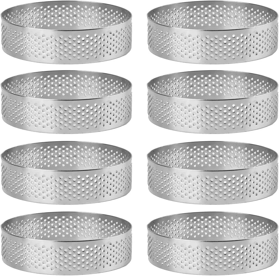 Amazon.com: 8PCS Round Tart Ring Perforated Stainless Steel Tart Pie ...