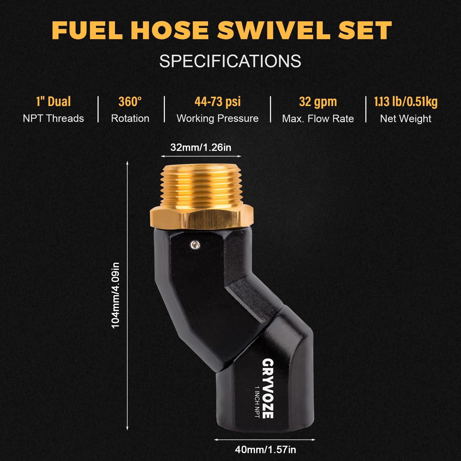 Snapklik.com : GRYVOZE 2PCS 1 Inch NPT Fuel Hose Nozzle Swivel - Multi ...