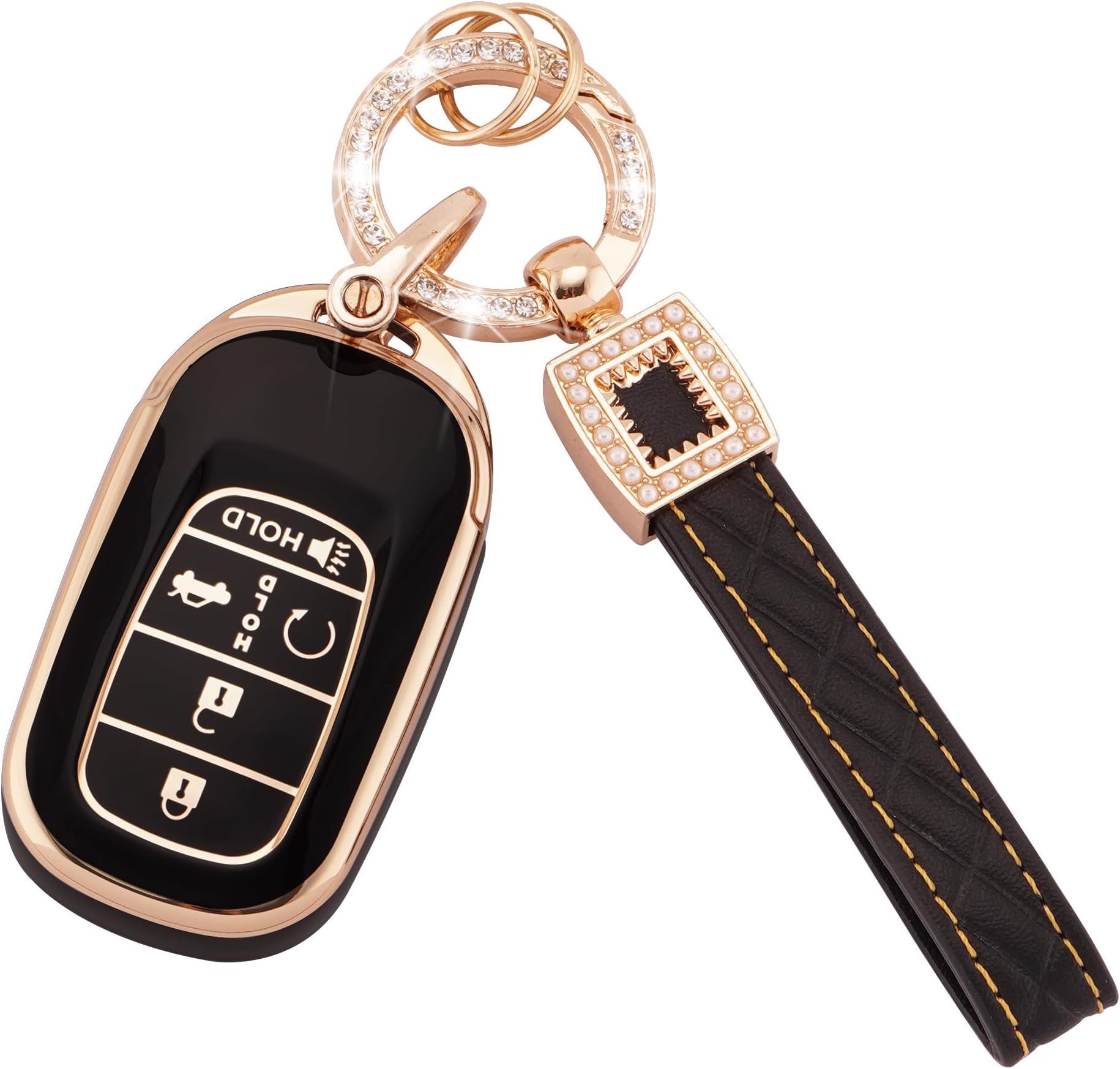 Amazon.com: EKALA for Honda Key Fob Cover with Leather Key Fob Keychain ...