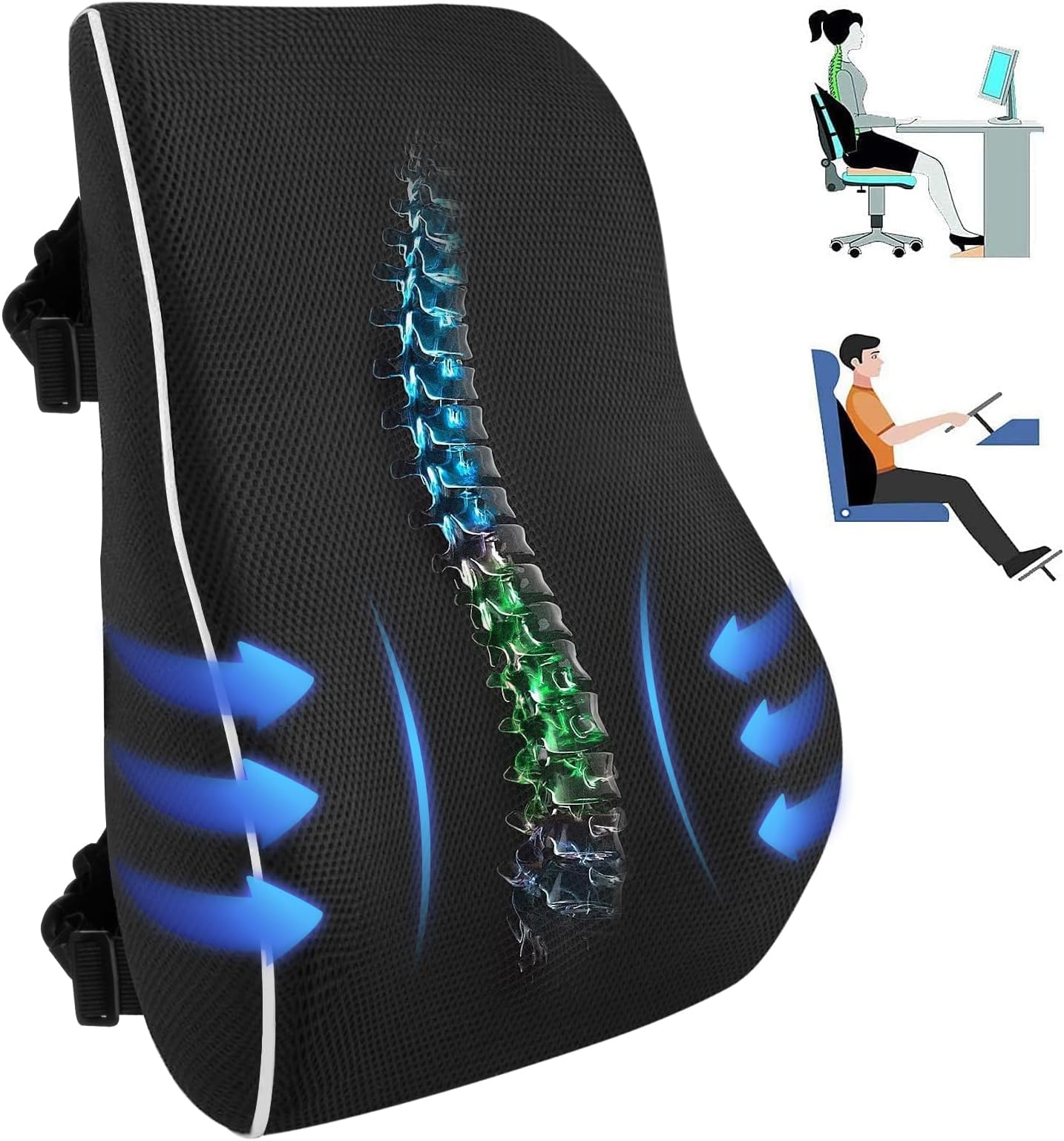 Amazon.com: Ciao Stilista Lumbar Support Pillow for Office Chair Car ...