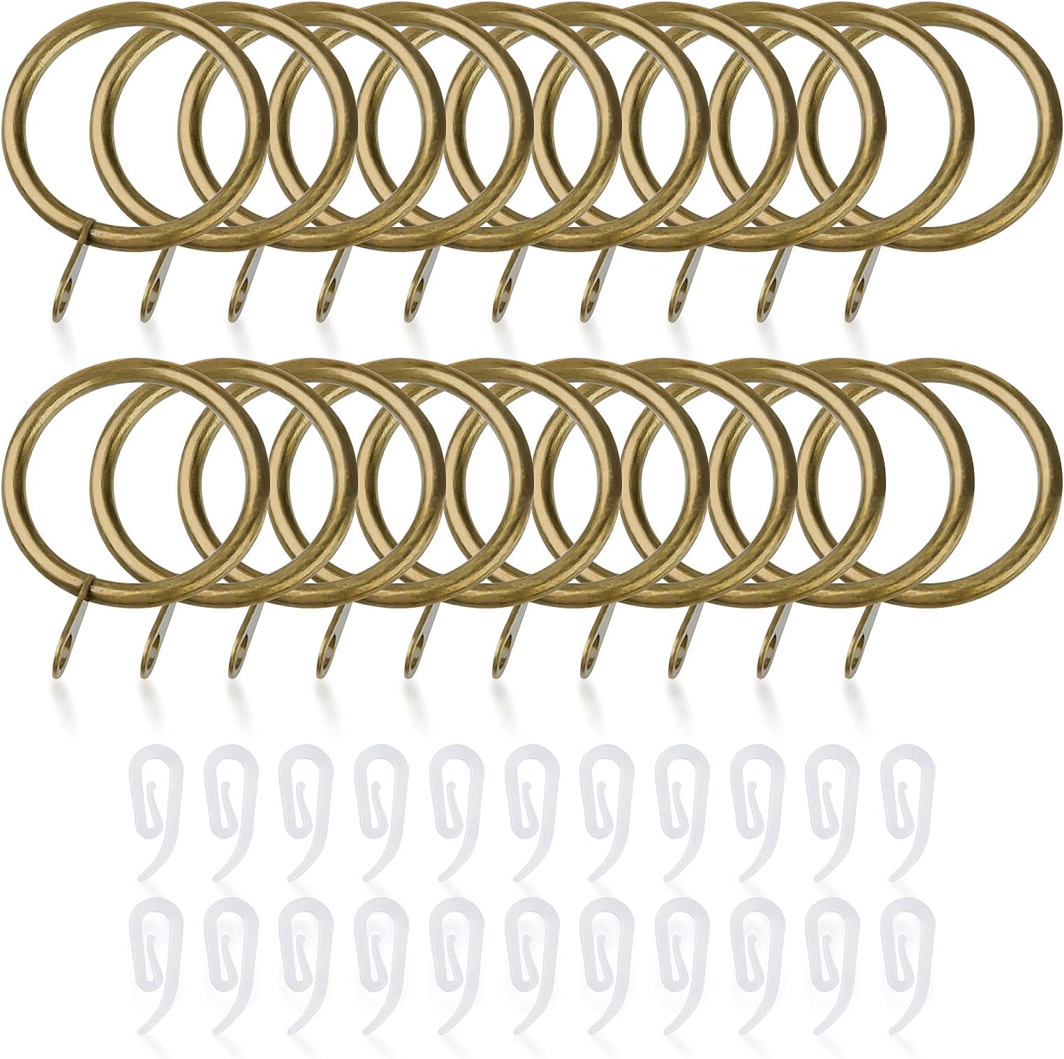 Merriway BH04531 (24 Pcs) Plastic Curtain Pole Rod Drapery Rings with ...