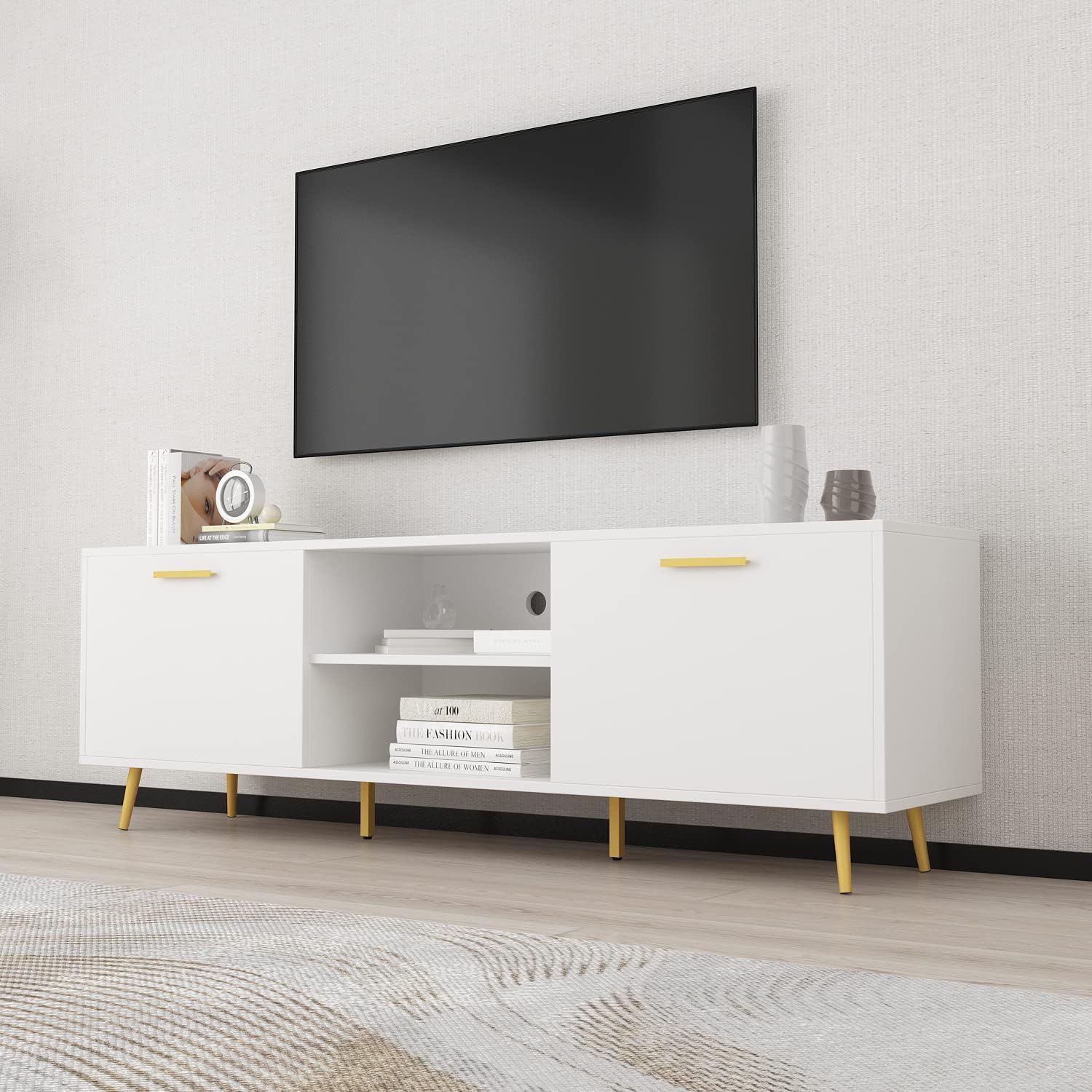 Amazon.com: Hitow 70" TV Cabinet TV Stand, Entertainment Center with 2 ...