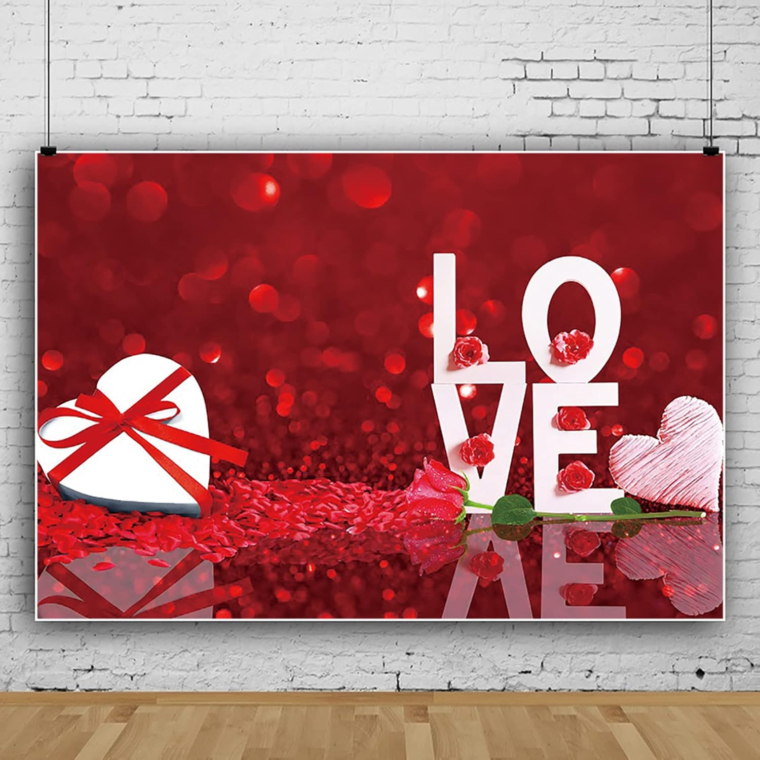 Amazon.com : Red Roses Backdrop,Yeele 7x5ft Love Theme Glitter Backdrop ...