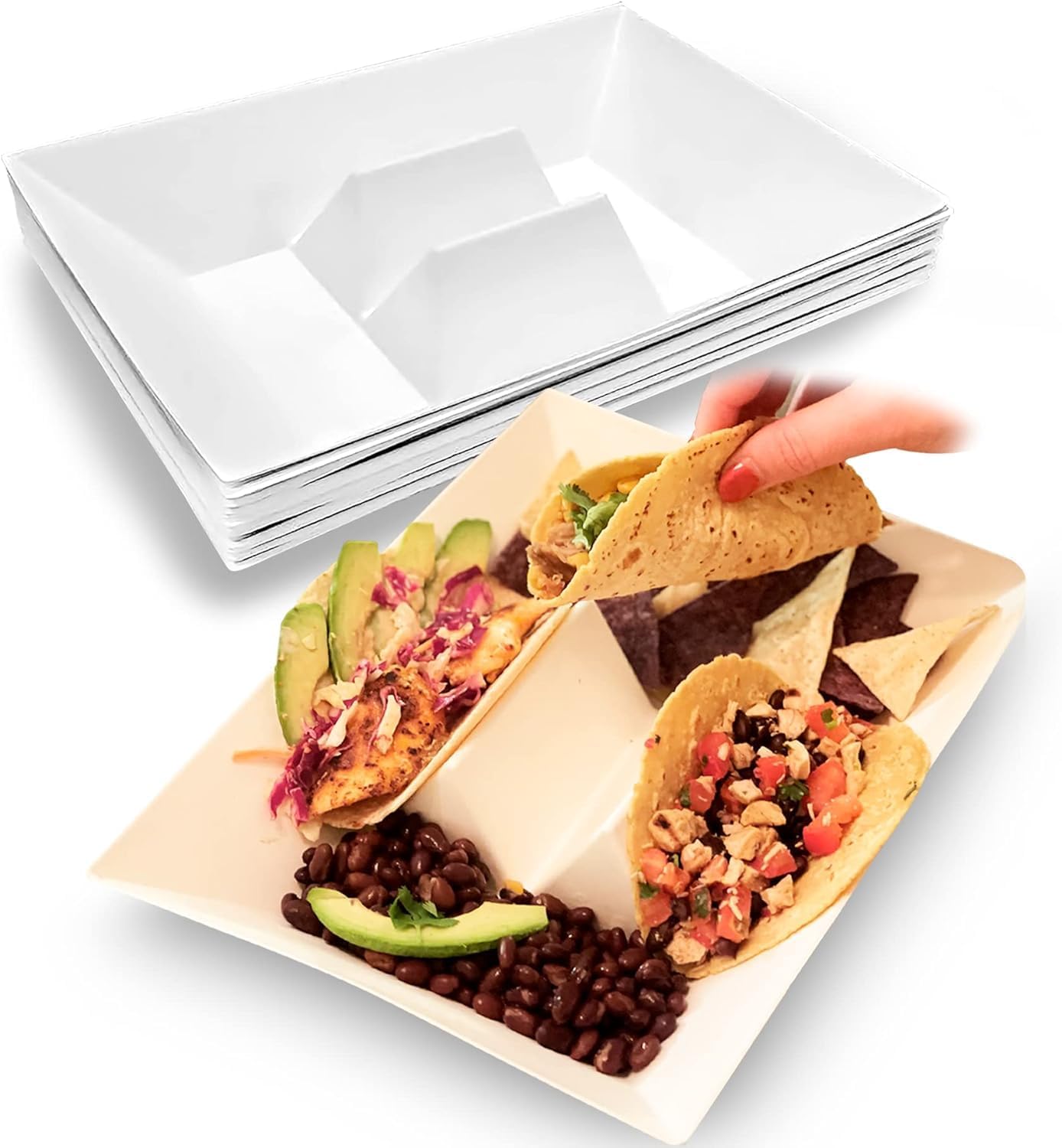 Amazon.com: Taco Party Plate With Room For Sides - Disposable ...