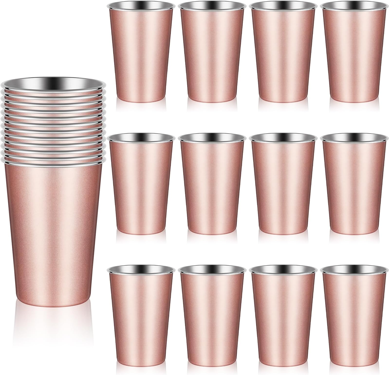 Amazon.com | Uiifan 16 oz Stainless Steel Pint Cup Stackable Tumblers ...