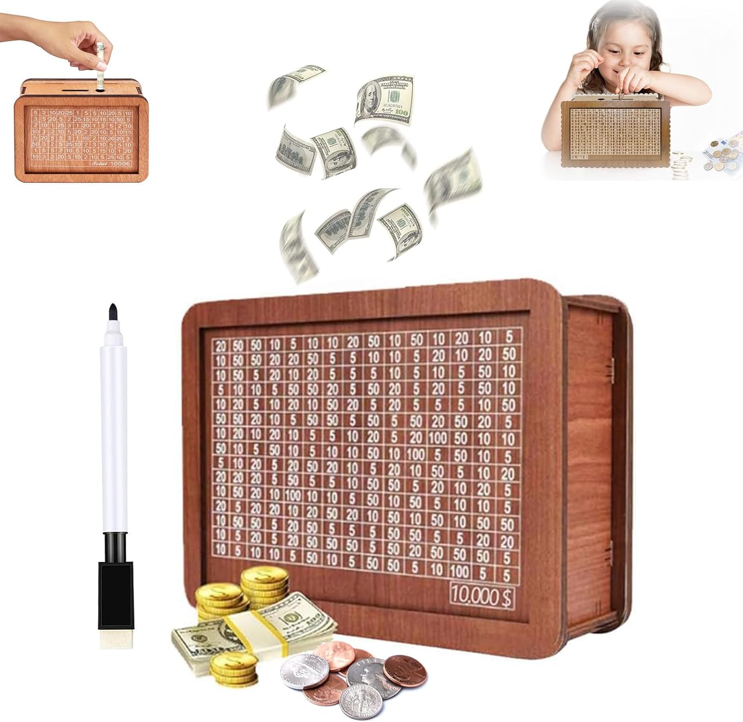 Amazon.com: Money Saving Box, Cash Vault Wooden Saving Money Box,Cash ...