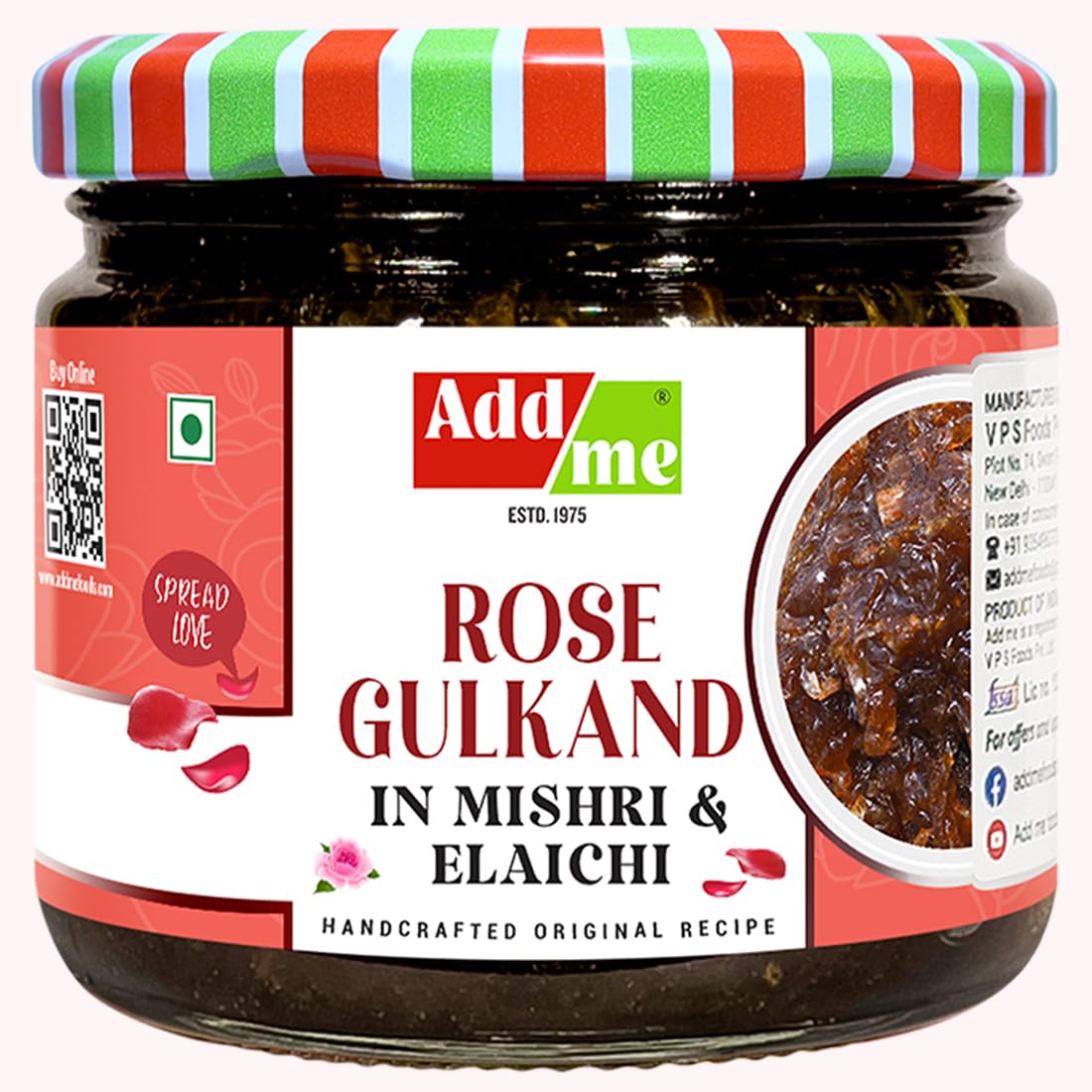 Add me Sweet Rose jam Gulkand in Mishri & Elaichi 350gm |Fresh Red Rose ...