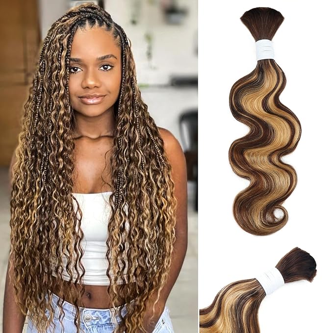 Amazon.com : Liqusee Body Wave Curly 4/27 Human Braiding Hair 100g One ...