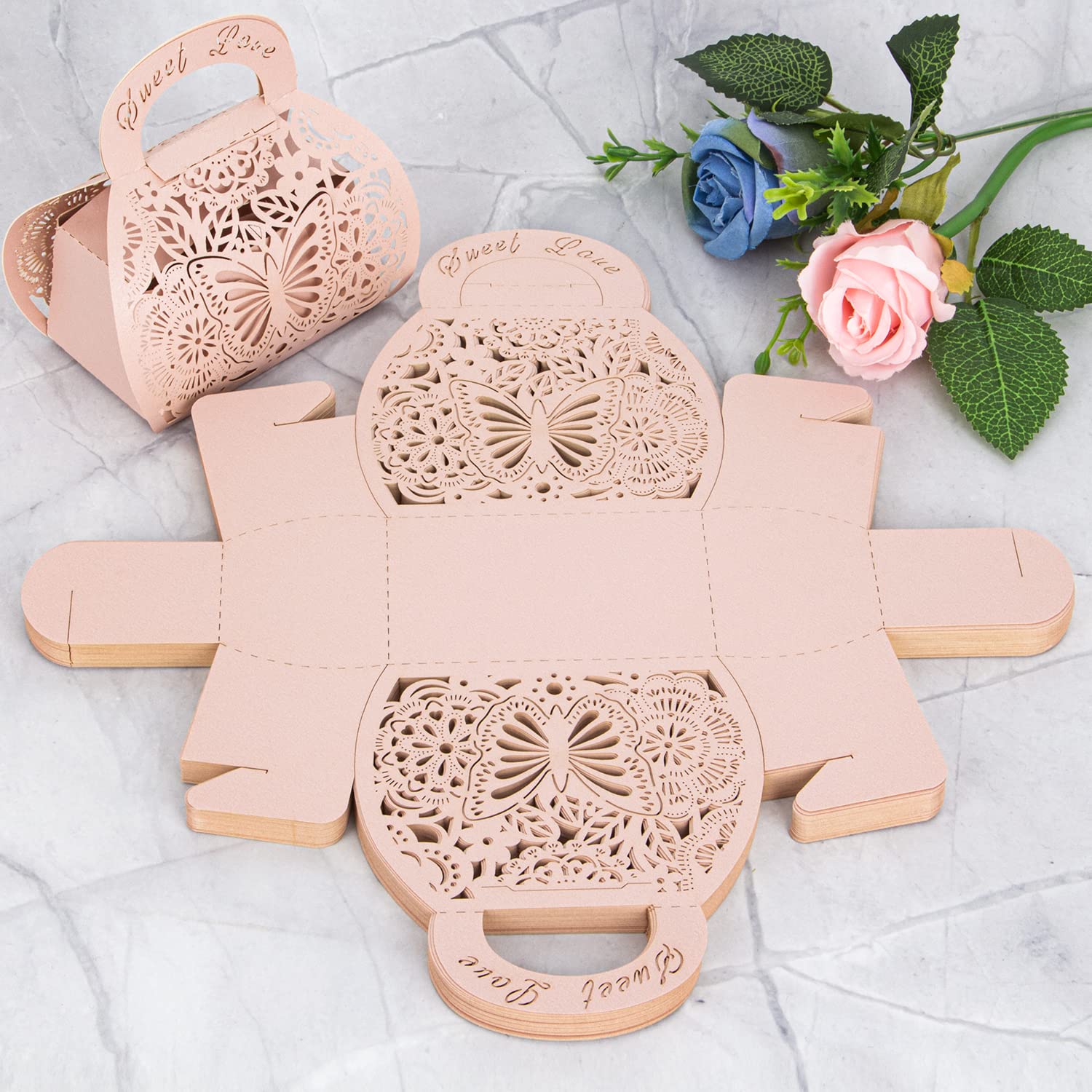 Pink Laser Cut Favor Boxes