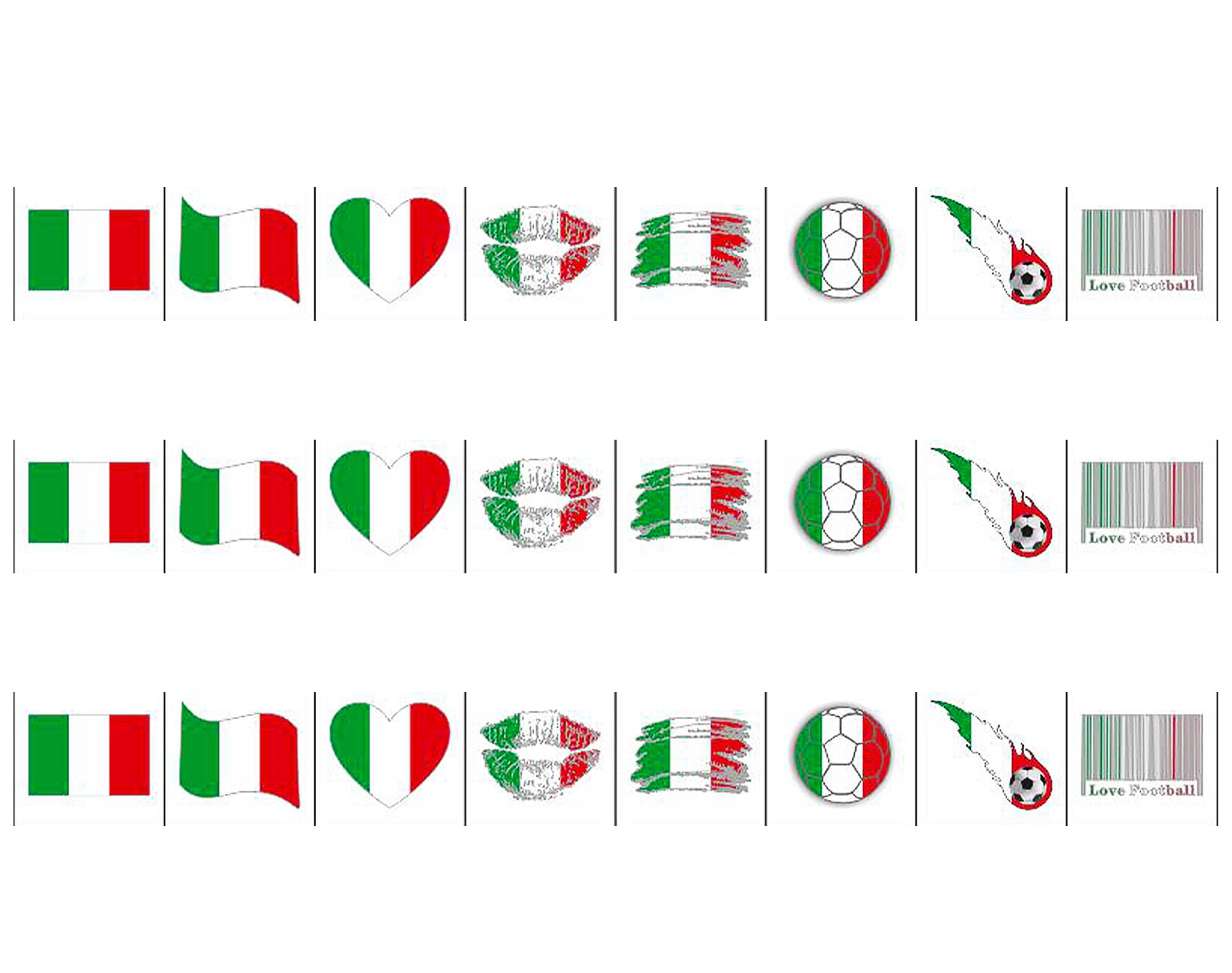 Buy Italy Tattoo Sticks, 24Pcs World Cup Football Face Tattoo Stickers ...