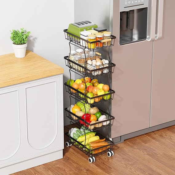 Amazon.com - CHLORYARD 5 Tier Slim Fruit Basket for Kitchen, Stackable ...