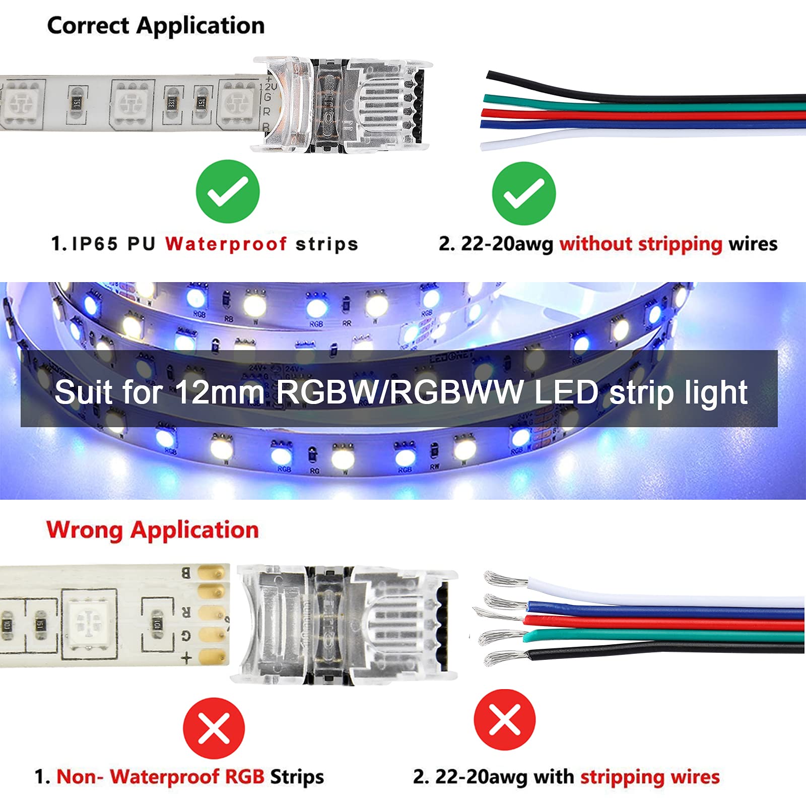 Snapklik.com : HOMELYLIFE 5 Pin LED Connector 8 Pack For Waterproof ...