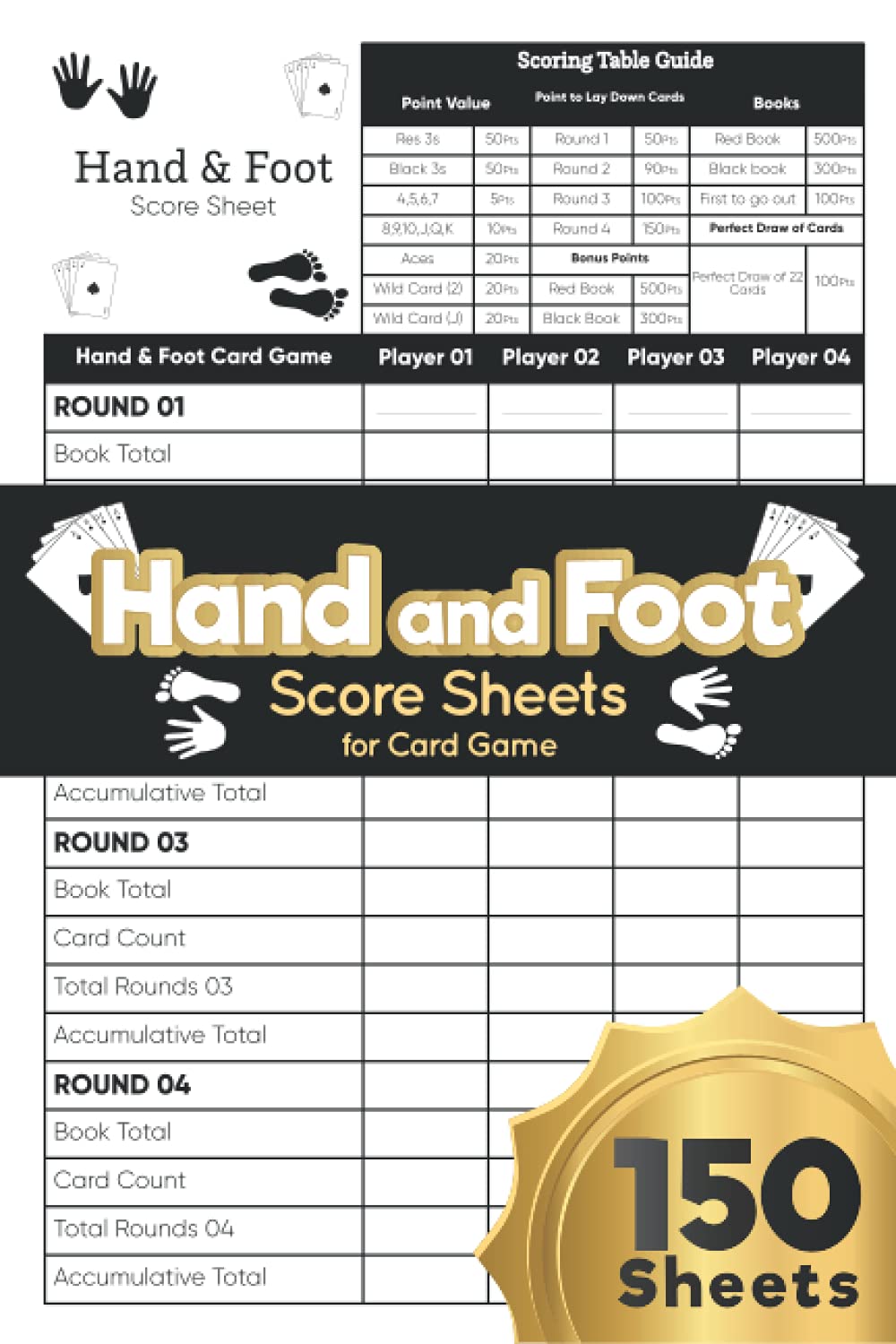 Amazon.com: Hand and Foot Score Sheets for Card Game: Large Hand and ...