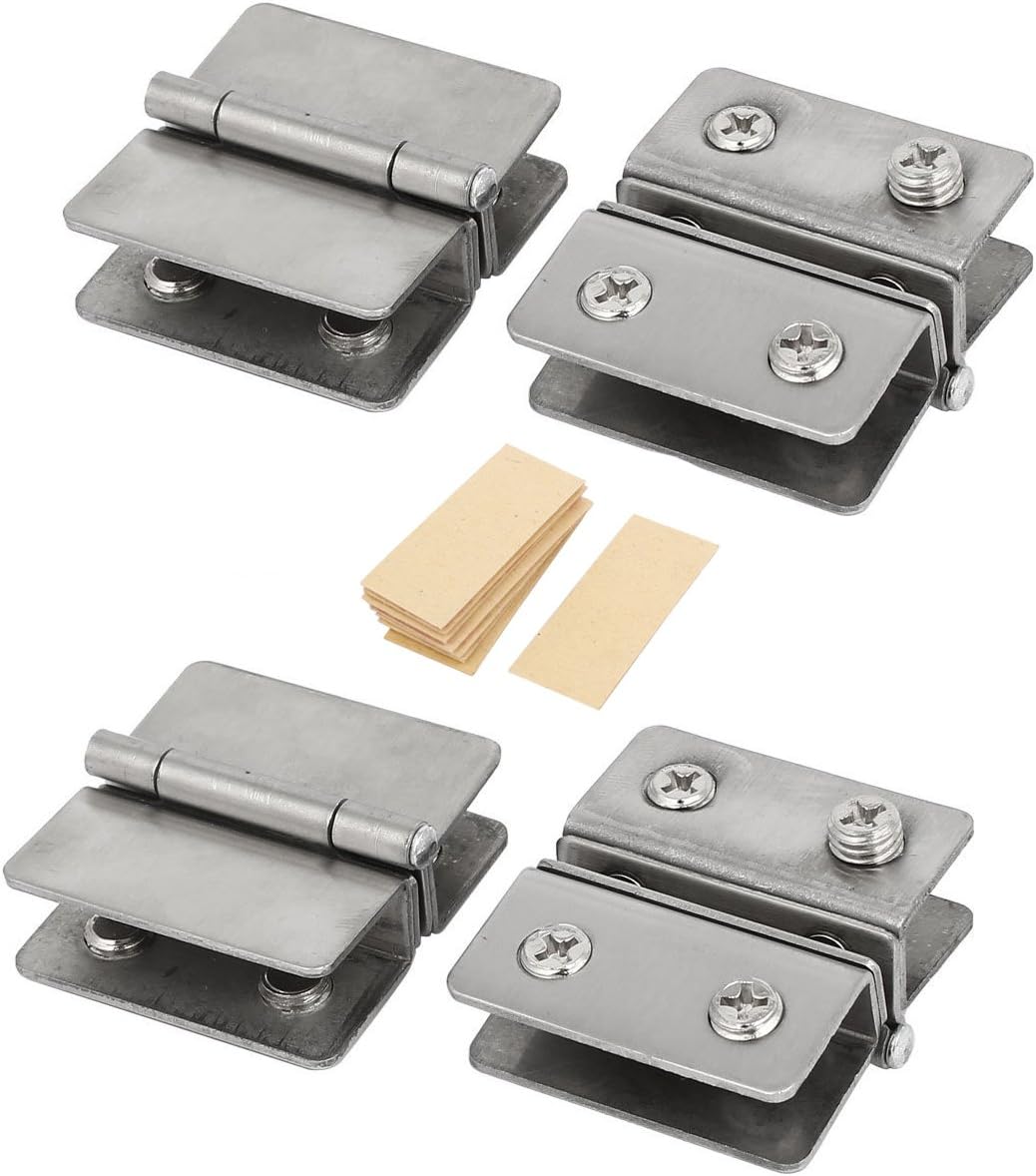 LUORNG 2PCS Hole Free Glass Door Hinges Zinc Small Size Clampable for 3 ...