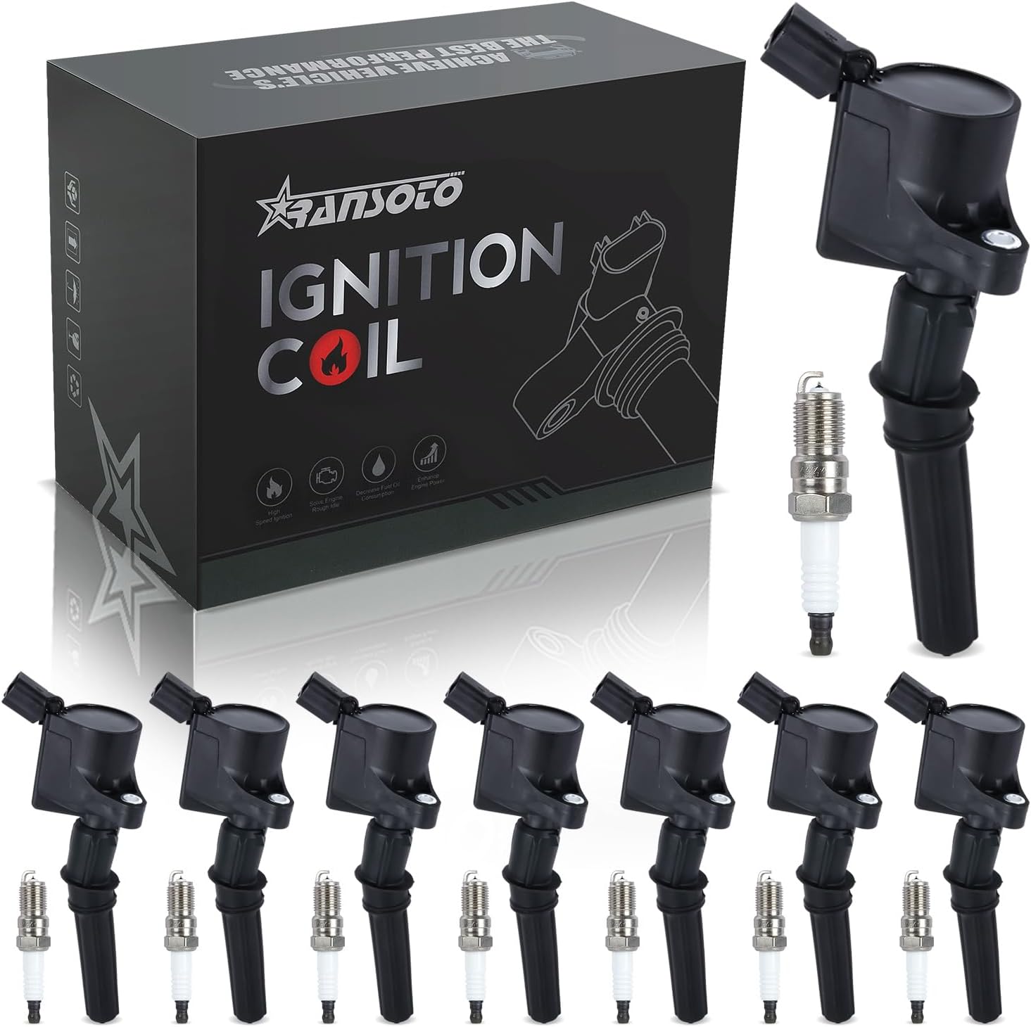 Amazon.com: RANSOTO Ignition Coil DG508 & Spark Plug SP479 Compatible ...