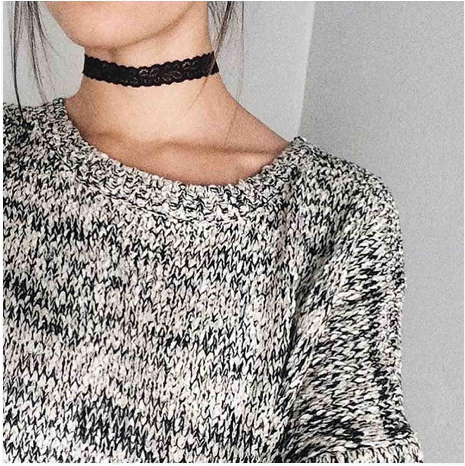 Amazon.com: Erimberate Goth Black Stretch Choker Necklace Black Lace ...