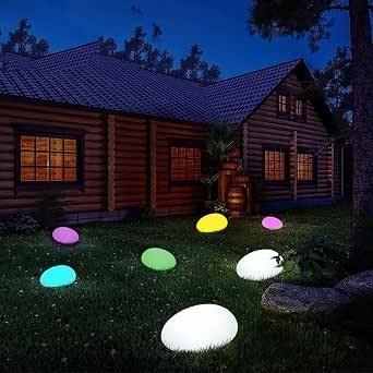 Amazon.com: Solar Pebble Lights Outdoor – 2 Pack Waterproof Decorative ...