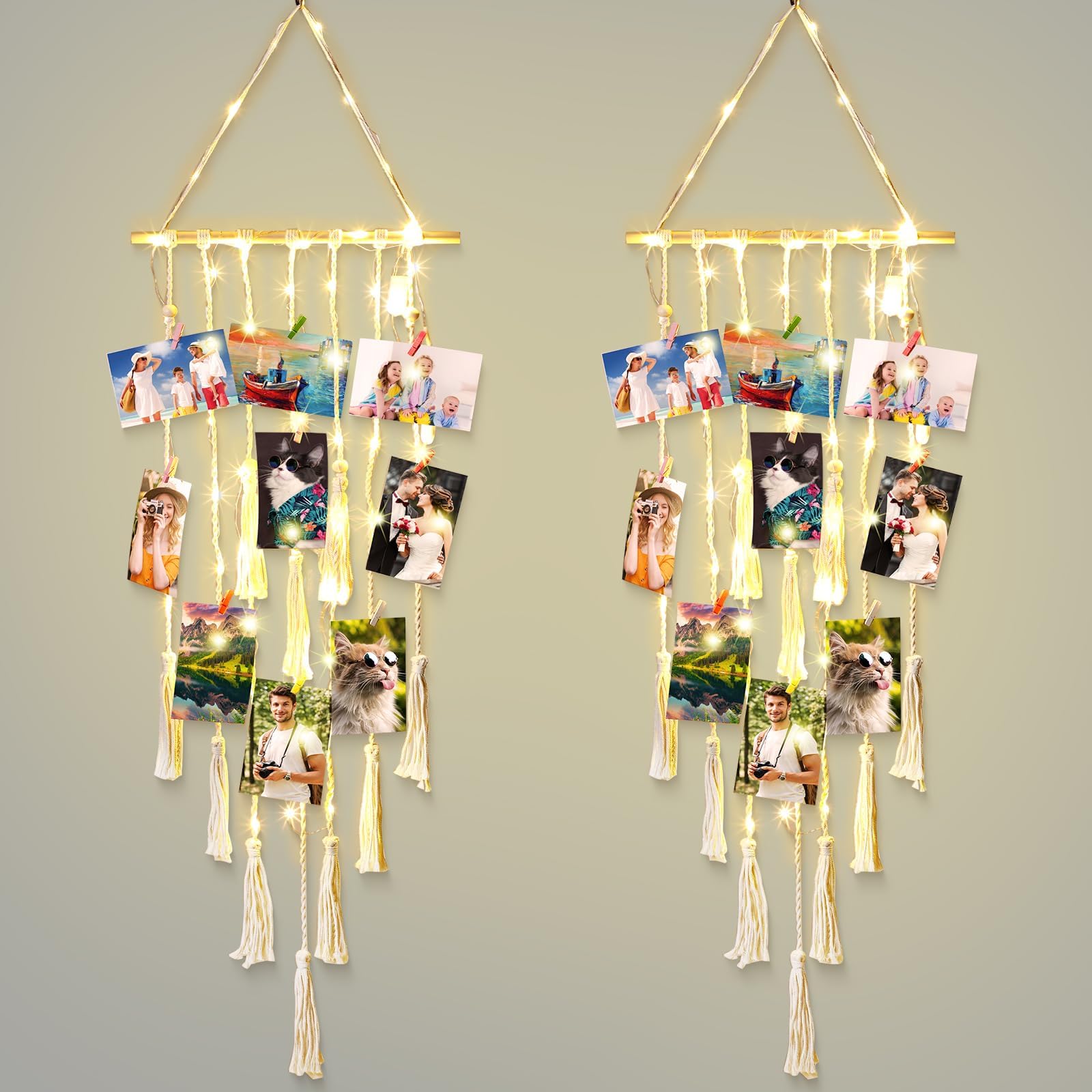 Amazon.com: Amyhill Hanging Photo Display Boho Macrame Photo Wall ...