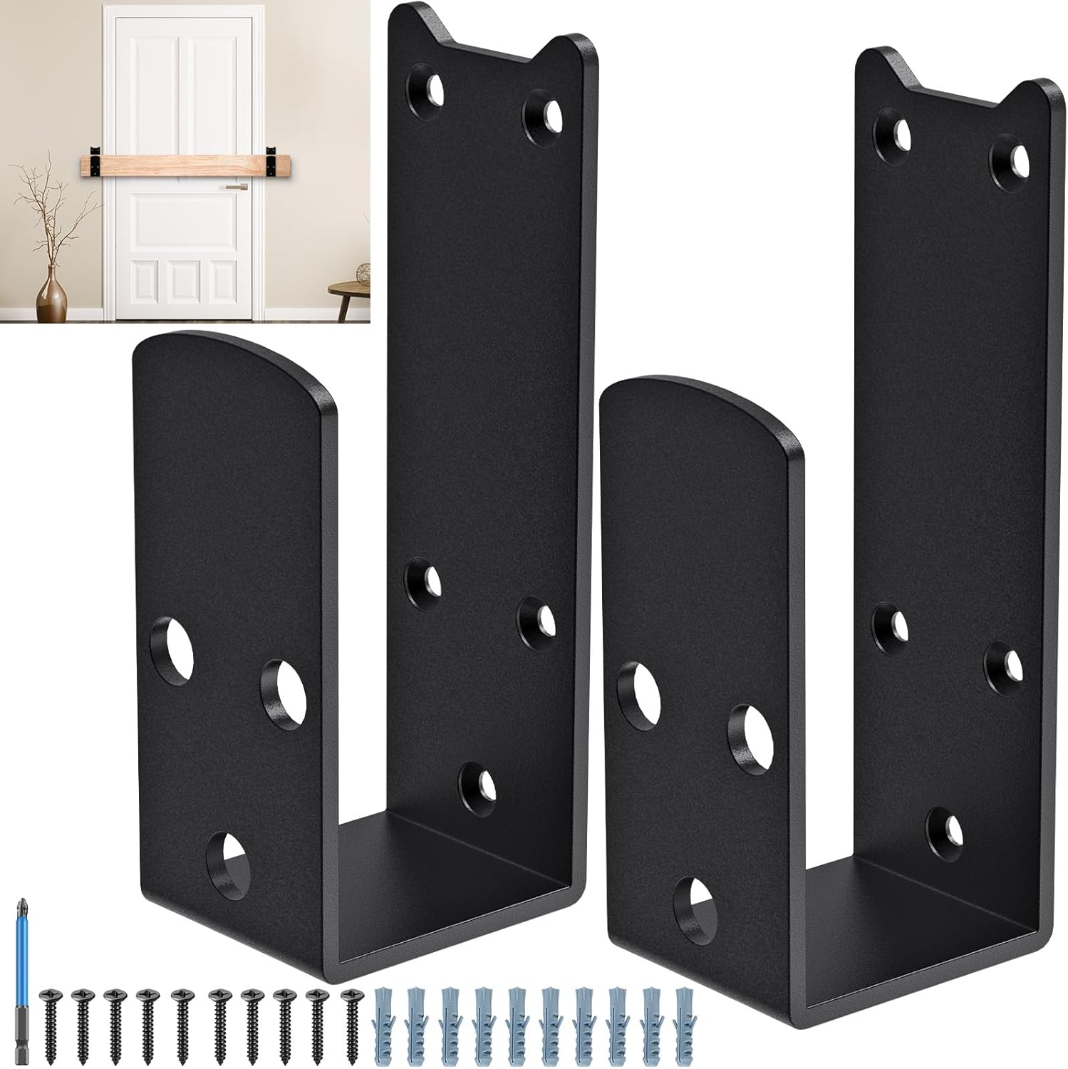 Amazon.com: Insaga 2x4 Door Barricade Brackets, Heavy Duty Security Bar ...