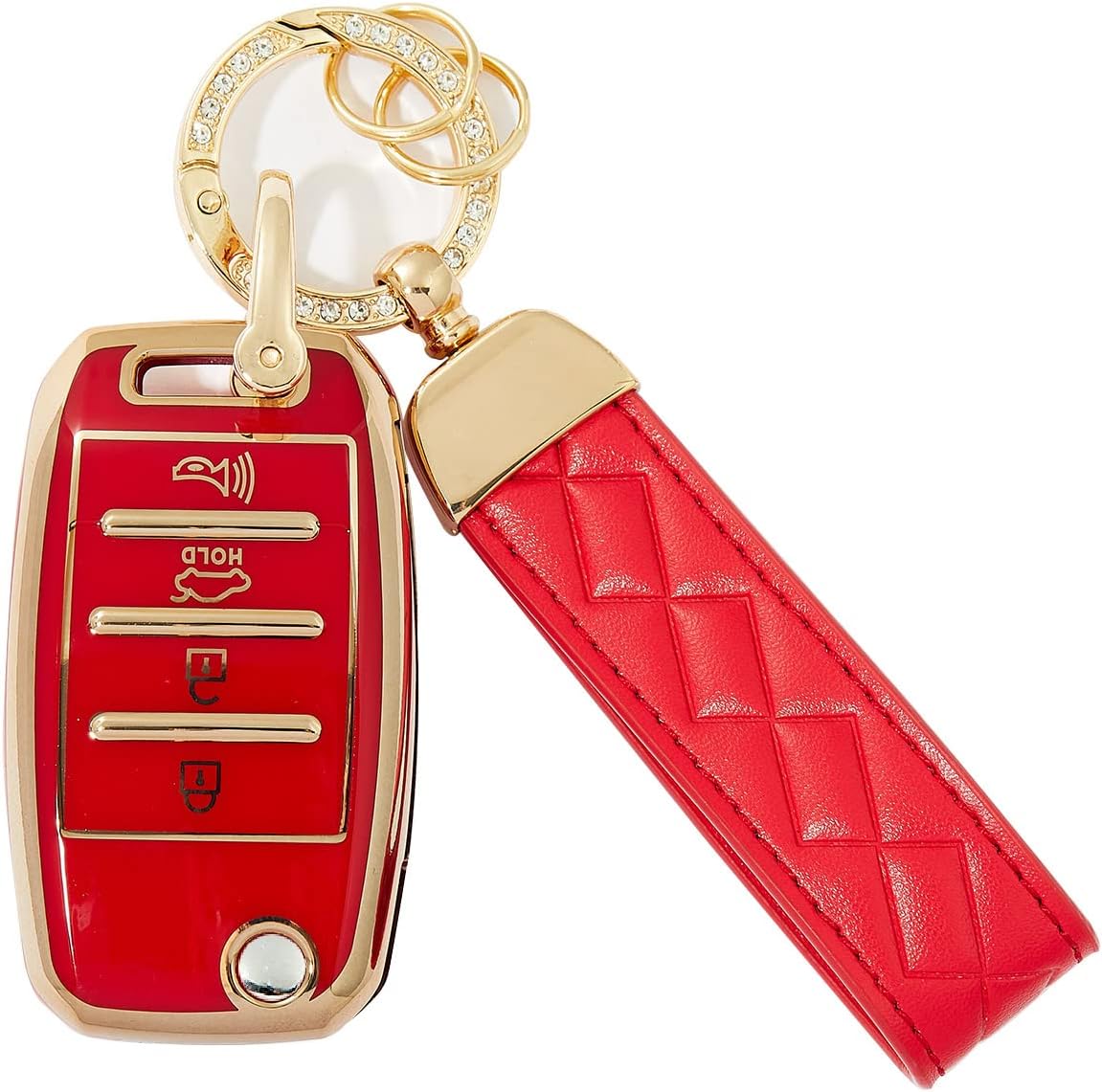 Amazon.com: AKIYHIEI 4 Buttons Flip Key Fob Cover Keyless Case Jacket ...