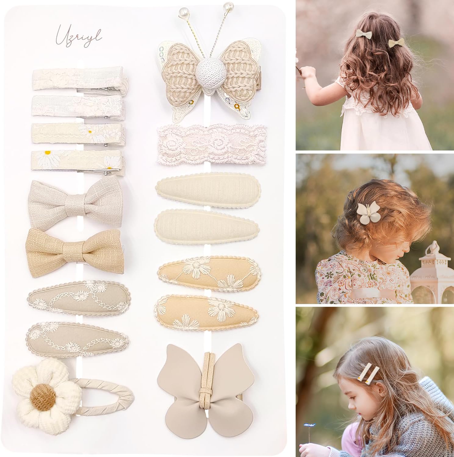 Amazon.com: Uzriyl 16Pcs Hair Clips for Girls with Butterfly Flower ...