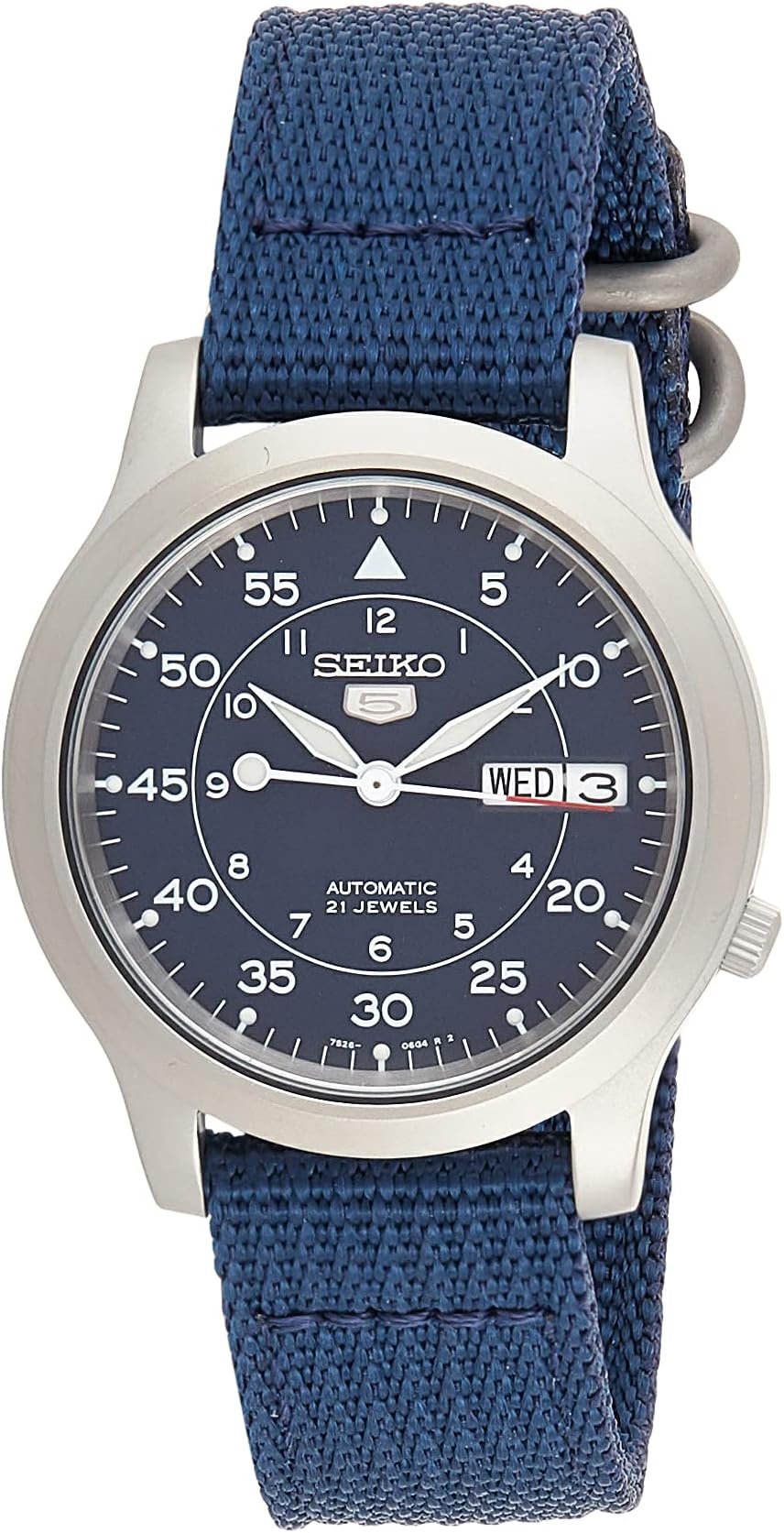 SEIKO Mens SNK807 SEIKO 5 Automatic Stainless Steel Watch with Blue ...