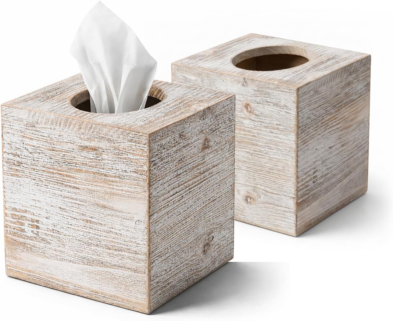 Amazon.com: White Barnwood Tissue Box Cover: 2 Pack Tissue Box Holder ...
