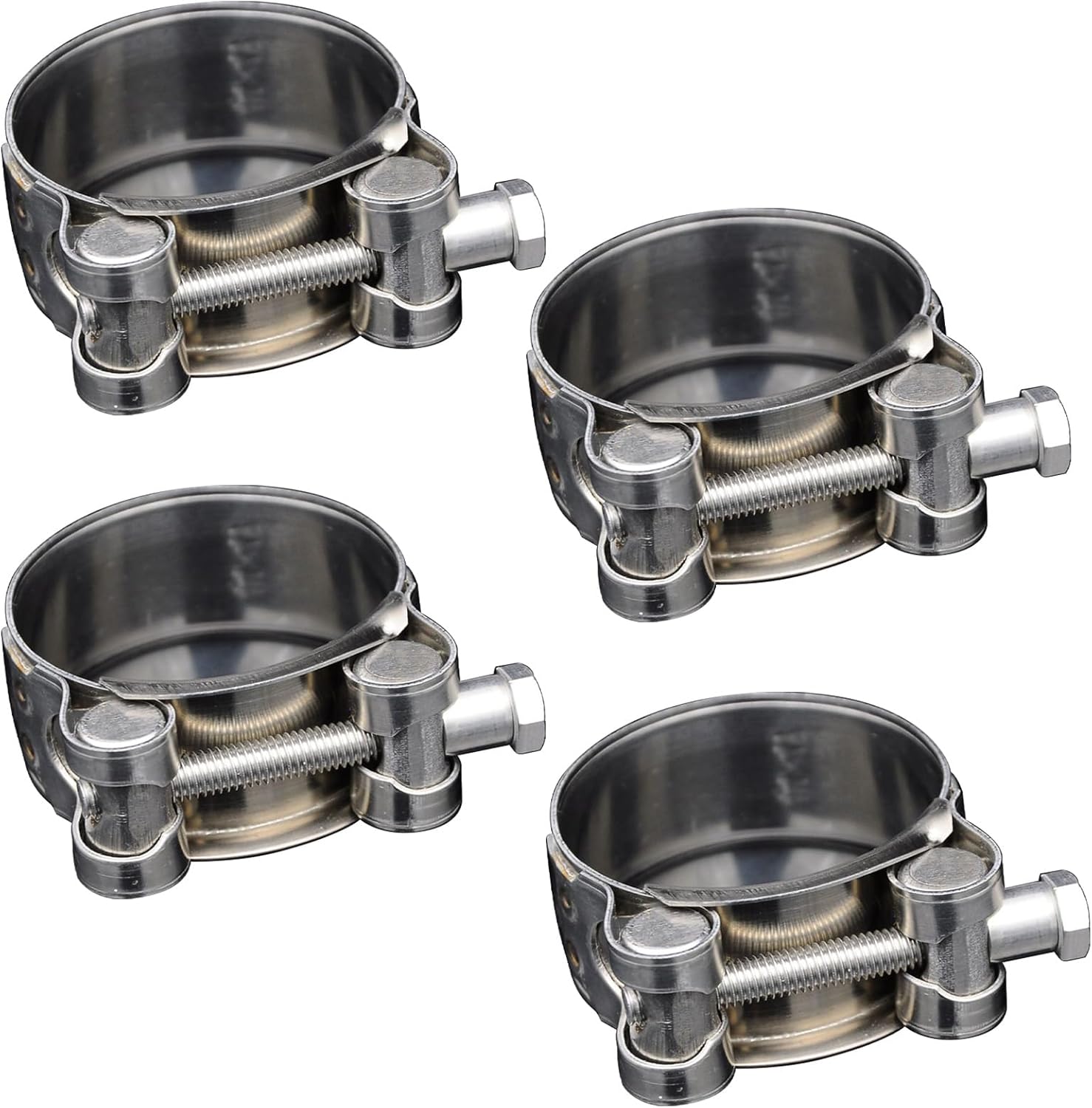 Set of 4 Hose Clamps, Stainless Steel, Exhaust Clamp, Joint Bolt Clamp ...