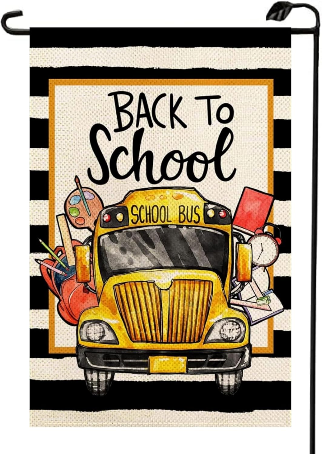 Amazon.com : Back to School School Bus Garden Flag 12x18 Inch Double ...
