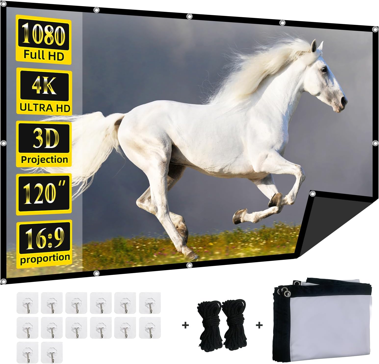 Amazon.com: Foldable 120-inch Projector Screen,XINLEMY 4k 16:9 Anti ...