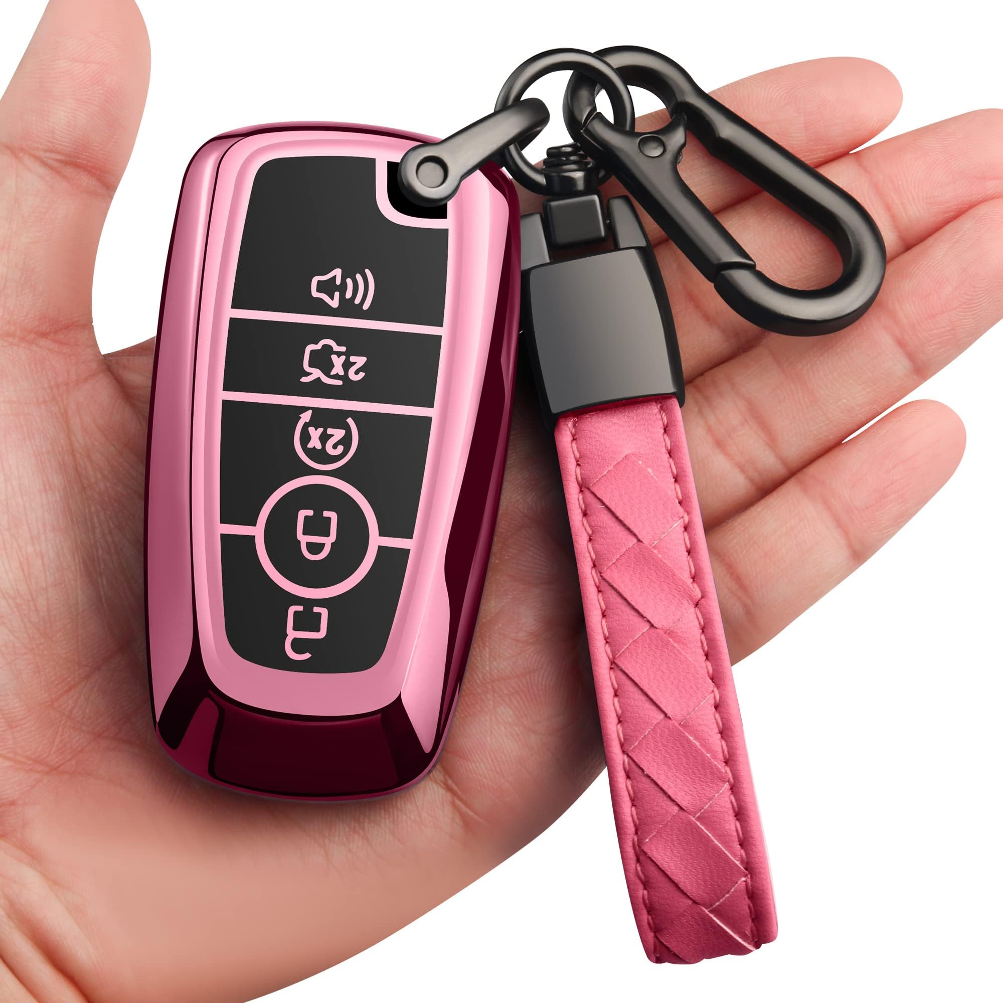 Amazon.com: Tukellen for Ford Leather Key Fob Cover with Keychain ...