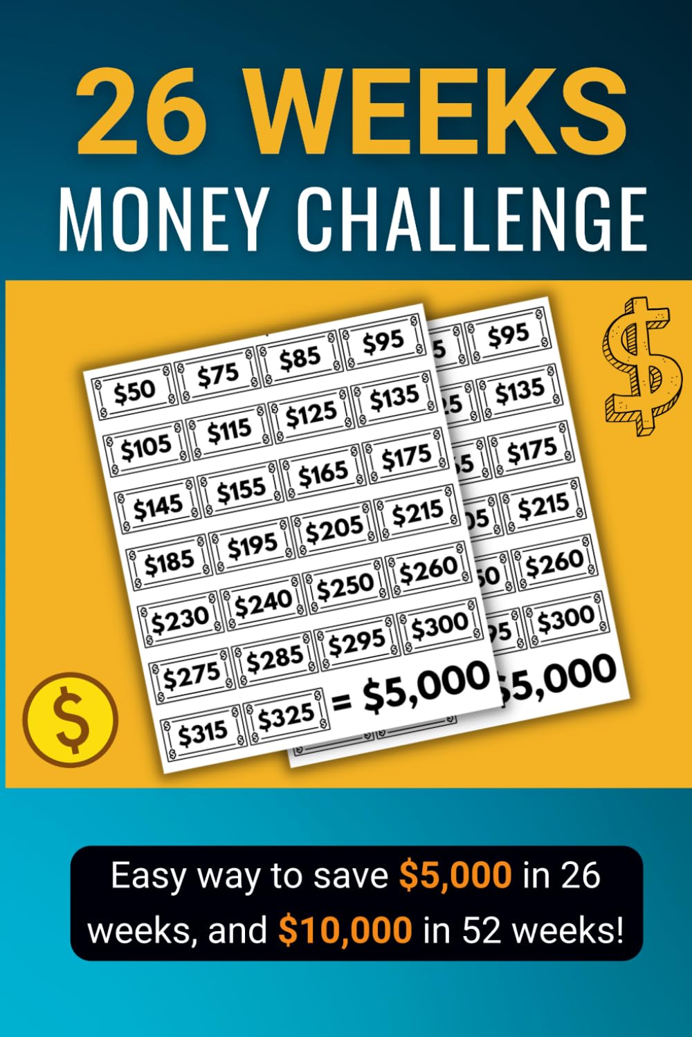 26 Weeks Money Challenge: Save $5,000 in 26 Weeks and $10,000 in 52 ...