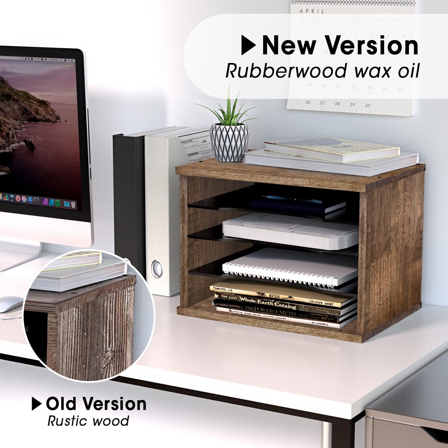 J JACKCUBE DESIGN Wood Desk Organiser 4Tier Office Document Paper File ...