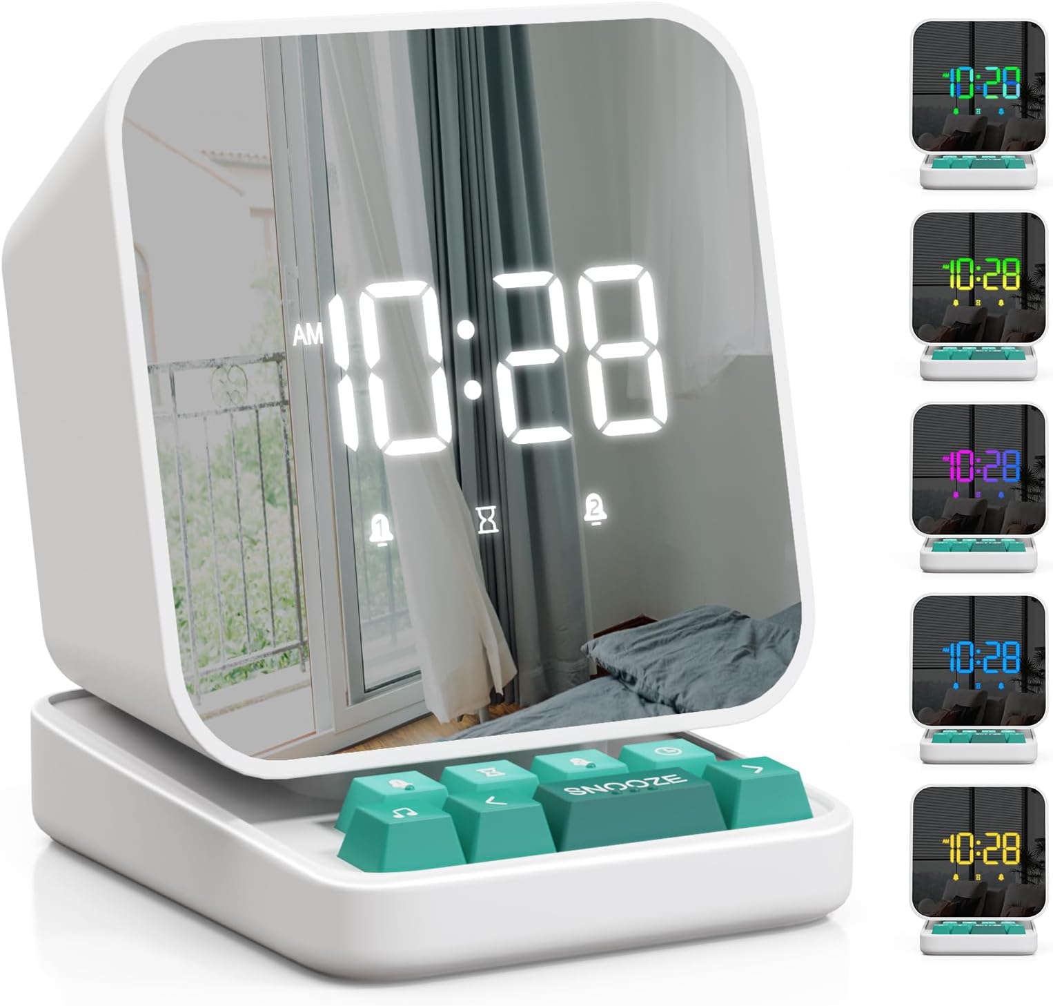 Amazon.com: ANJANK RGB LED Alarm Clock & Sound Machine with Mirror ...