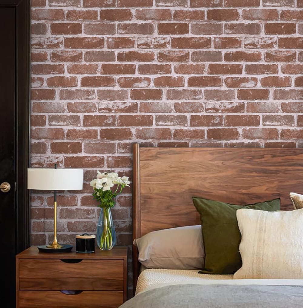 Timeet Brick Wallpaper Peel and Stick Wallpaper Vintage Faux Brick ...