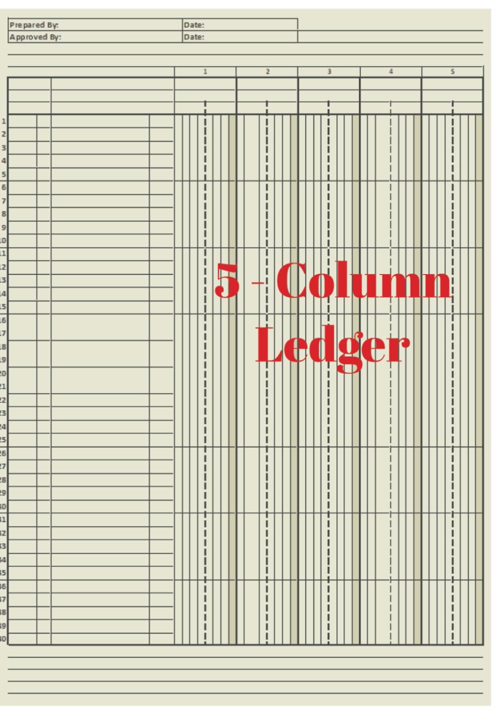 Amazon.com: 5 - Column Ledger Book: Black and White: Warden, Debbra K ...