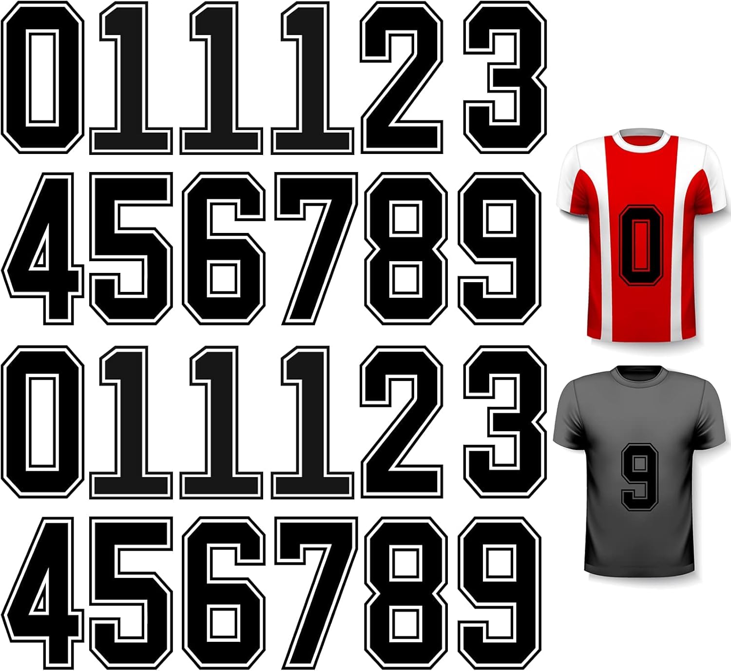 Amazon.com: 24 Pcs Iron on Numbers, Jersey Heat Transfer Numbers 0 to 9 ...