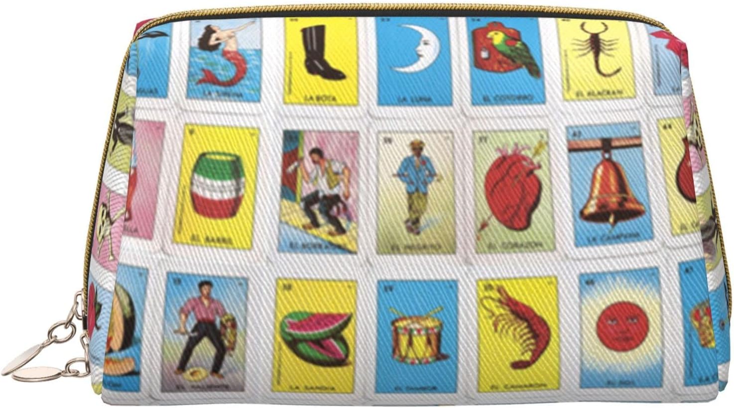 Amazon.com: Riyugaz Mexican Loteria Leather Cosmetic Bag Zipper Handbag ...