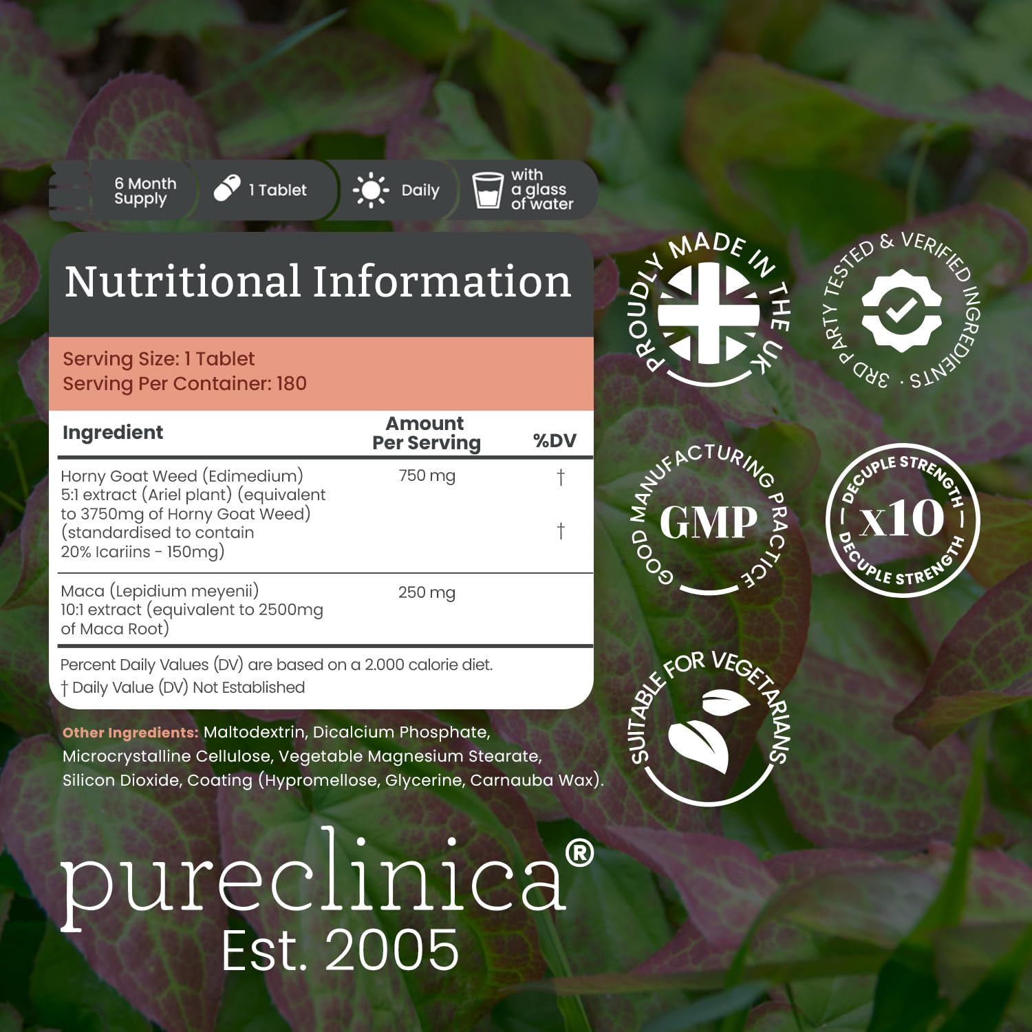 Snapklik.com : Pureclinica 10X Horny Goat Weed & Maca Extract 6250mg X ...