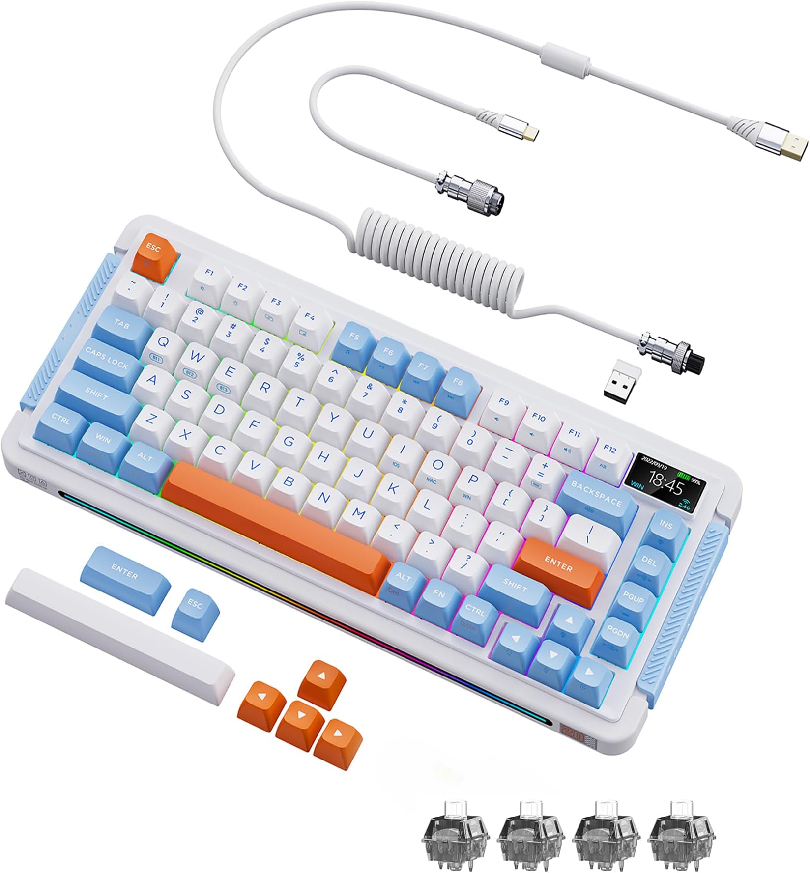 Amazon.com: ROYALAXE 75% Wireless Mechanical Keyboard, Hot-swappable ...