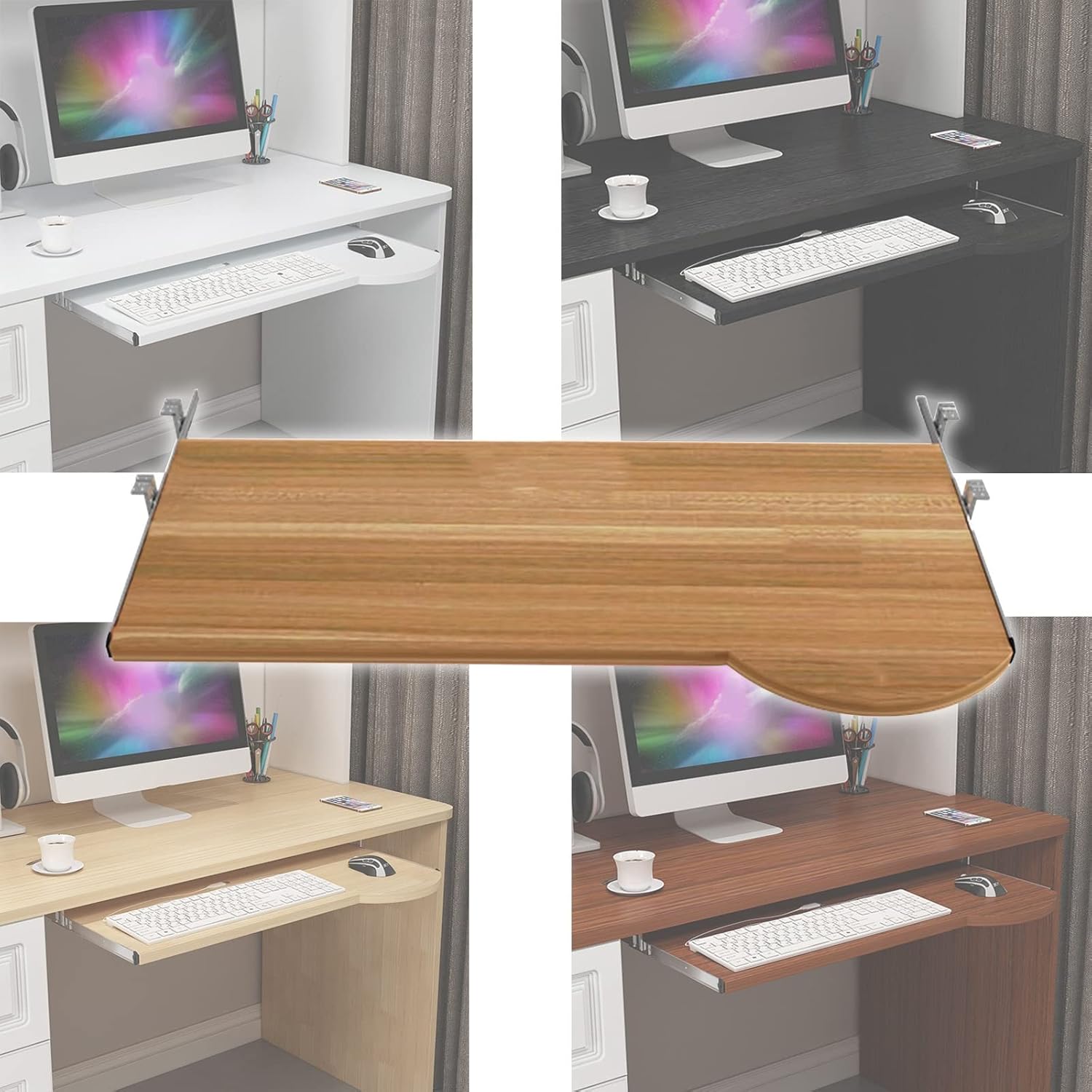 Amazon.com: V3VOGUE Under Desk Keyboard Tray Storage Shelves - Slide ...