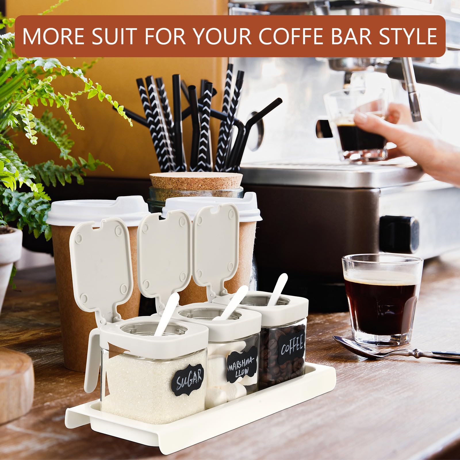 Snapklik.com : Suclain 3 Pcs Glass Coffee Containers Coffee Station ...
