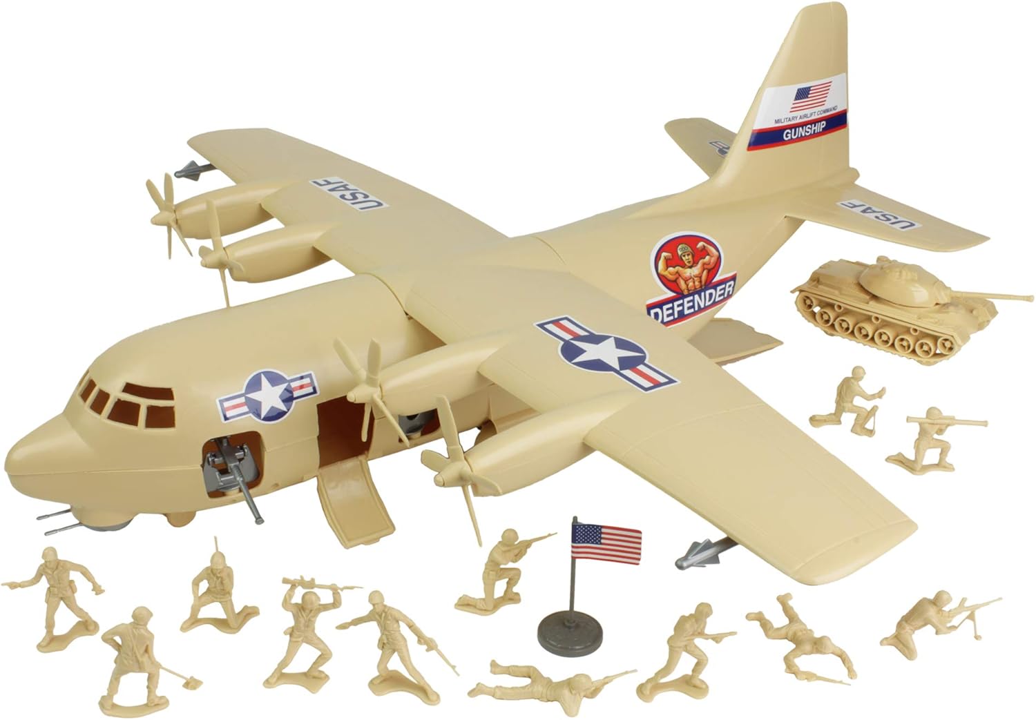 Amazon.com: TimMee Plastic Army Men C130 Playset - Tan 27pc Giant ...
