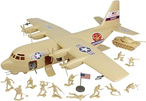 Amazon.com: TimMee Plastic Army Men C130 Playset - Tan 27pc Giant ...