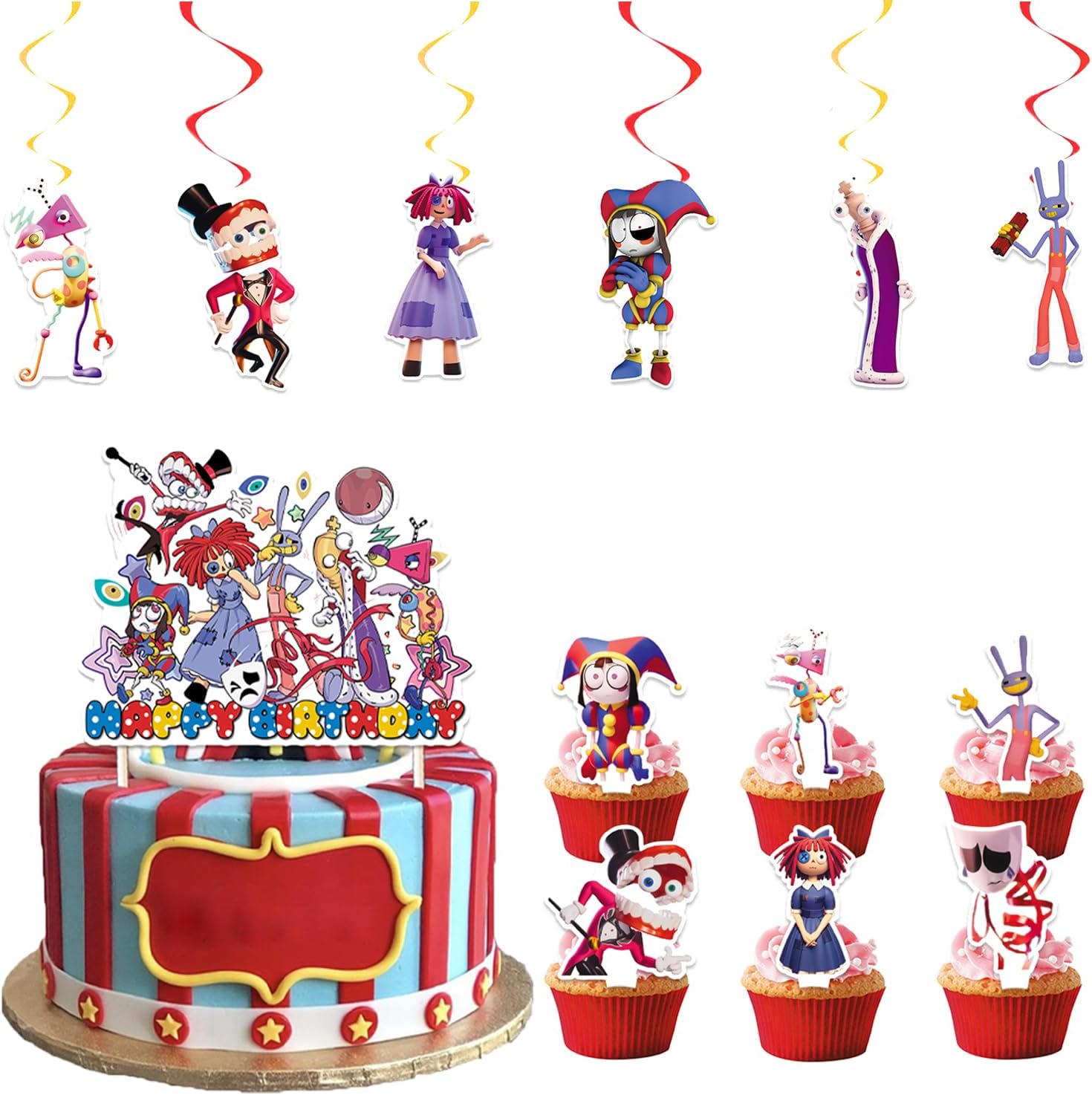 Amazon.com: BYBEST Digital Circus Cake Topper, Cupcake Topper, Amazing ...