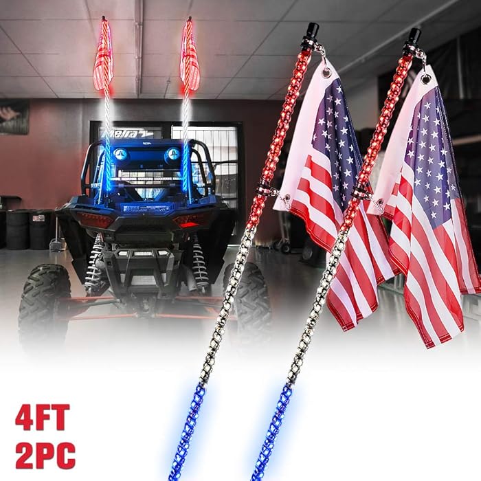 Buy Xprite 4FT Spiral Whip Lights, Red&White&Blue LED Safety Warning ...